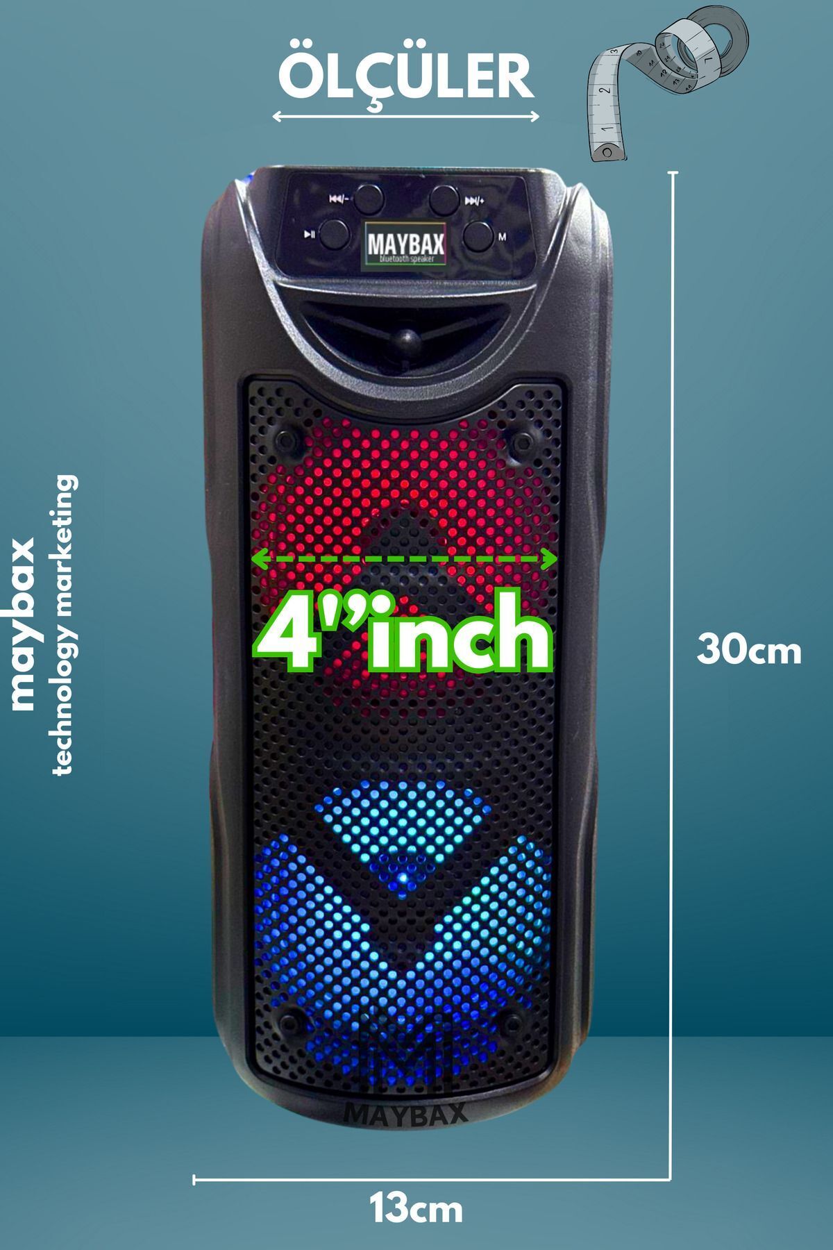 Maybax Bluetooth Hoparlör Parti Hoparlörü Işıklı Ses Bombası Radyo Usb ...