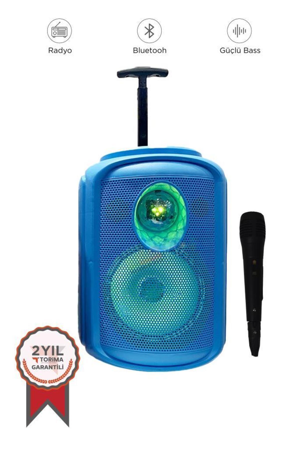Torima KTS-2111 Mavi RGB Ledli Mikrofonlu Tekerlekli Bluetooth Hoparlör Speaker - Fiyatı, Yorumları