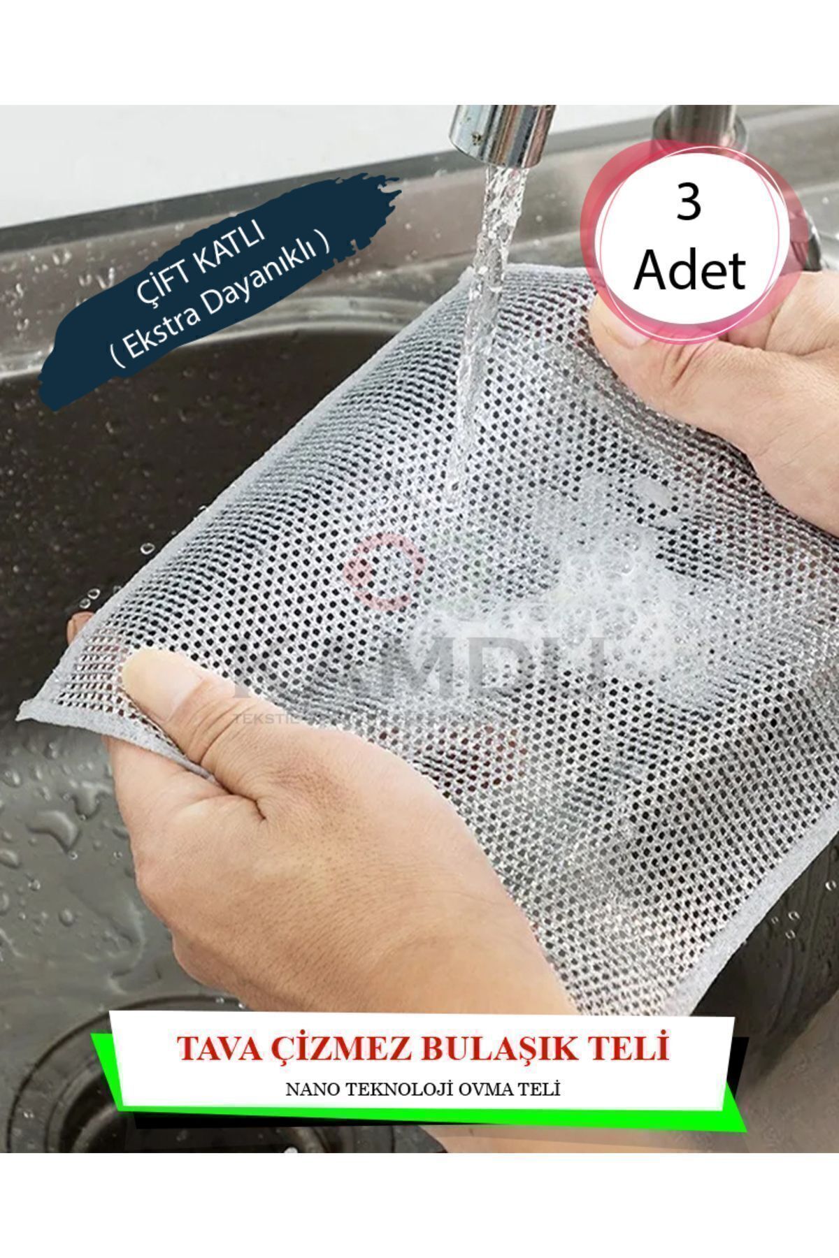 Embays 3 Adet İnox Çizmez Bulaşık Teli ( Çift Katlı ) 20x20cm Tava ...