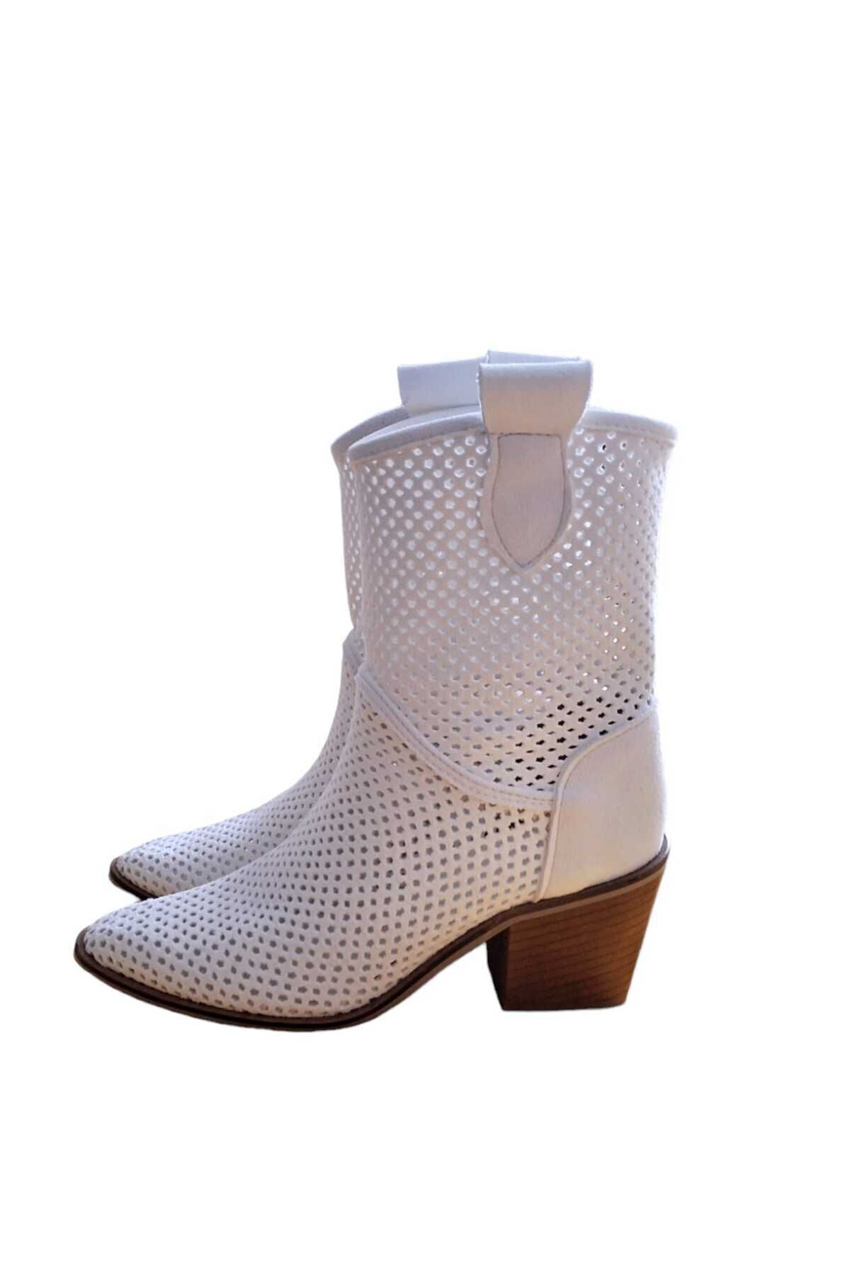 POTEEN Ptn Aisha Women's Western Cowboy Heeled Suede Laser Cut ...