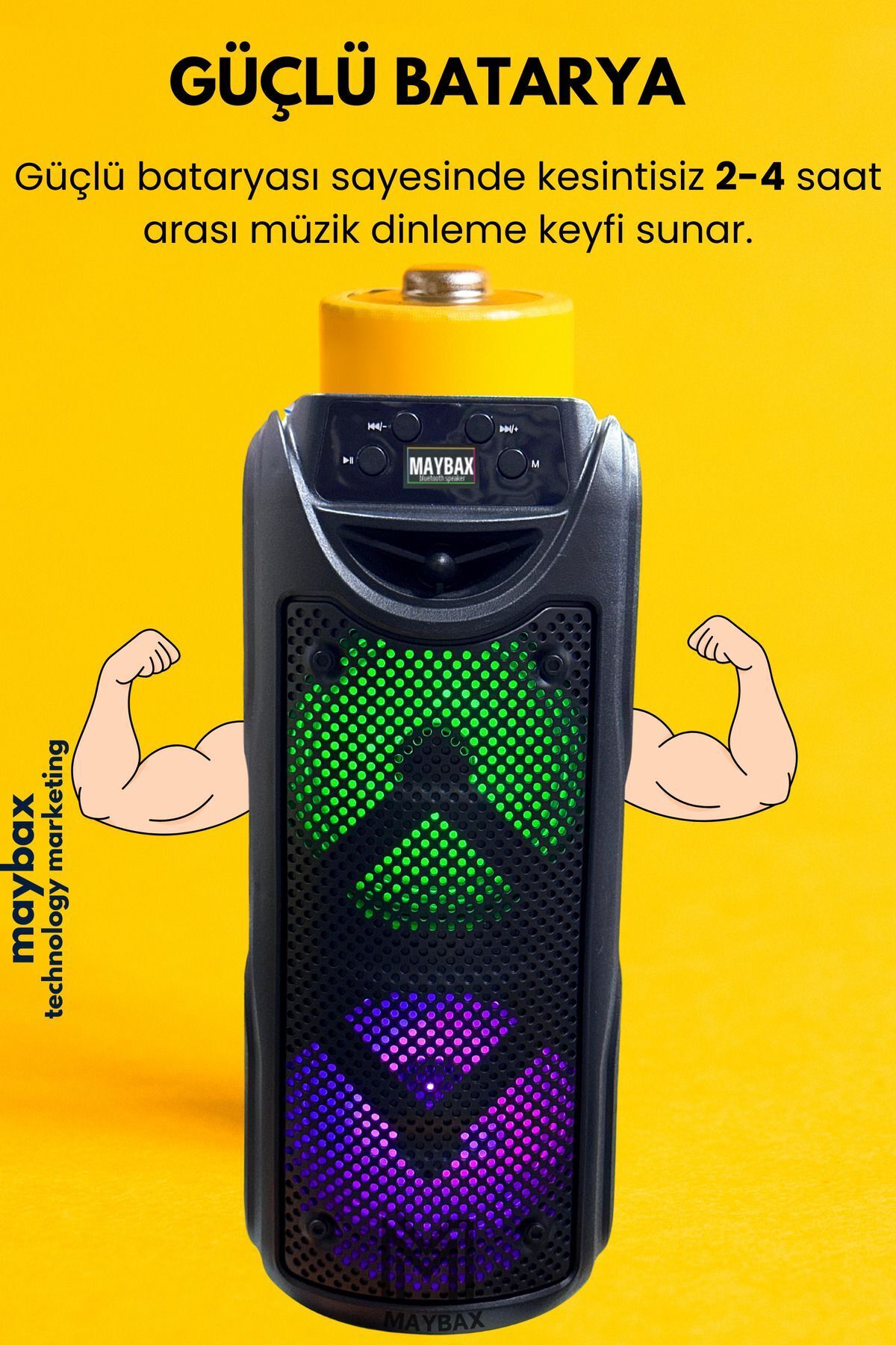 Maybax Bluetooth Hoparlör Parti Hoparlörü Işıklı Ses Bombası Radyo Usb ...