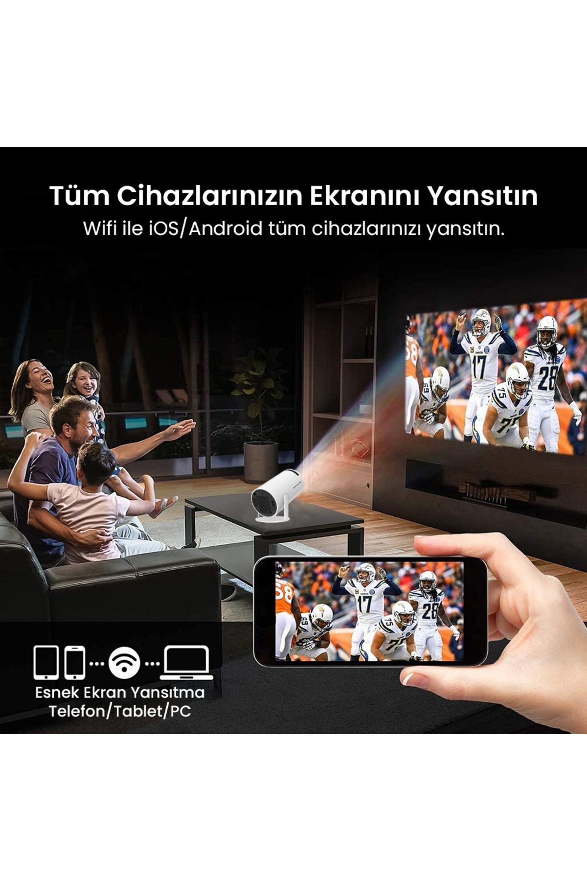 NPO NP315Plus 4K Android11 BT5.0 Wifi6 200ANSI Lümen IOS/Android Taşınabilir Akıllı LED ...