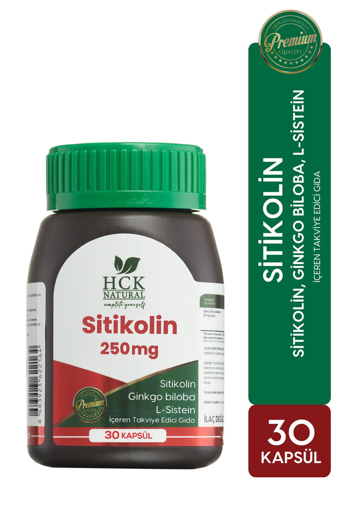 HCK NATURAL Sitikolin 250 mg 30 Kapsül Ginkgo Biloba L-Sistein Gıda ...