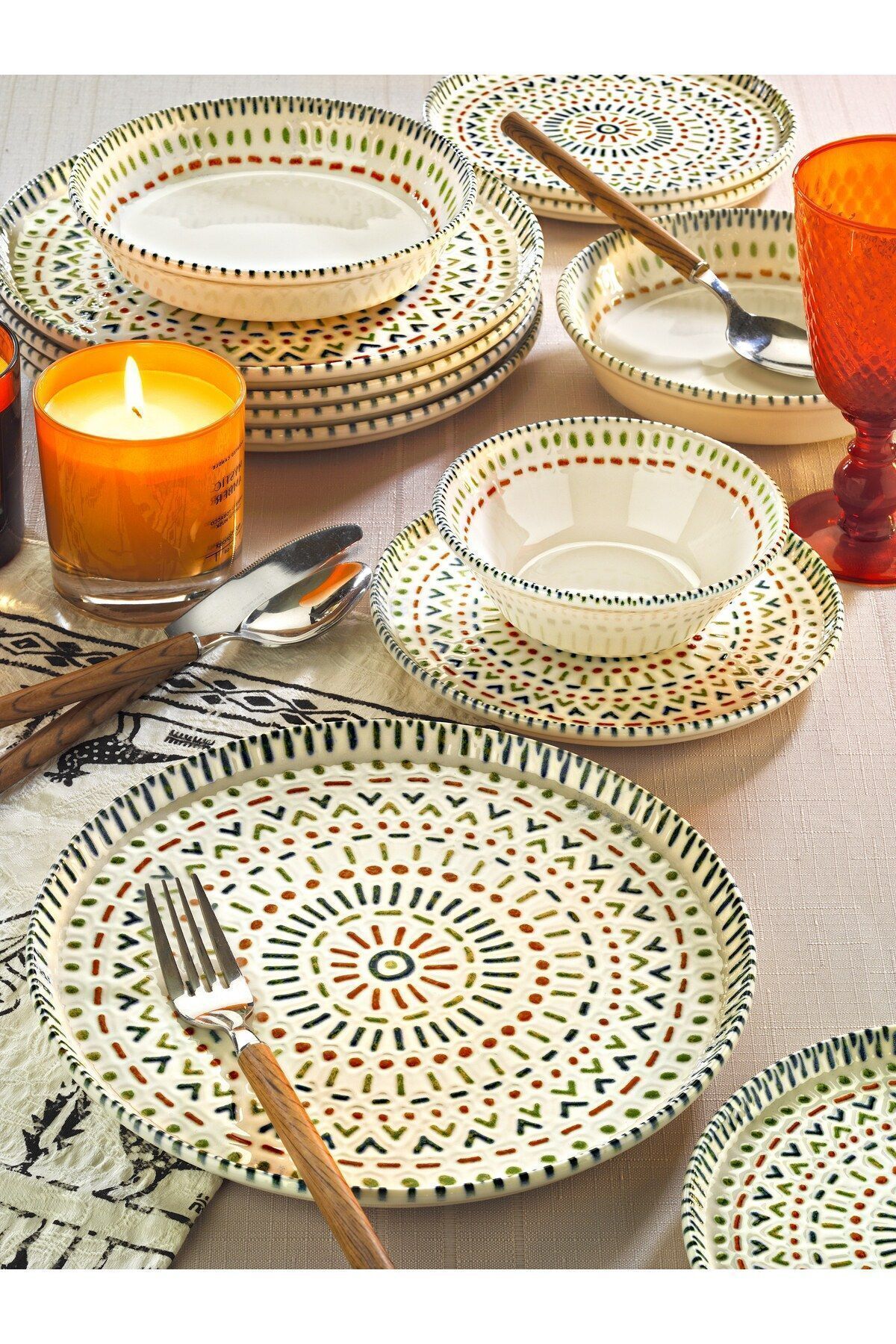 Kitchen Life 24 Parça 6 Kişilik Zen Mandalası Porselen Yemek Takımı ...