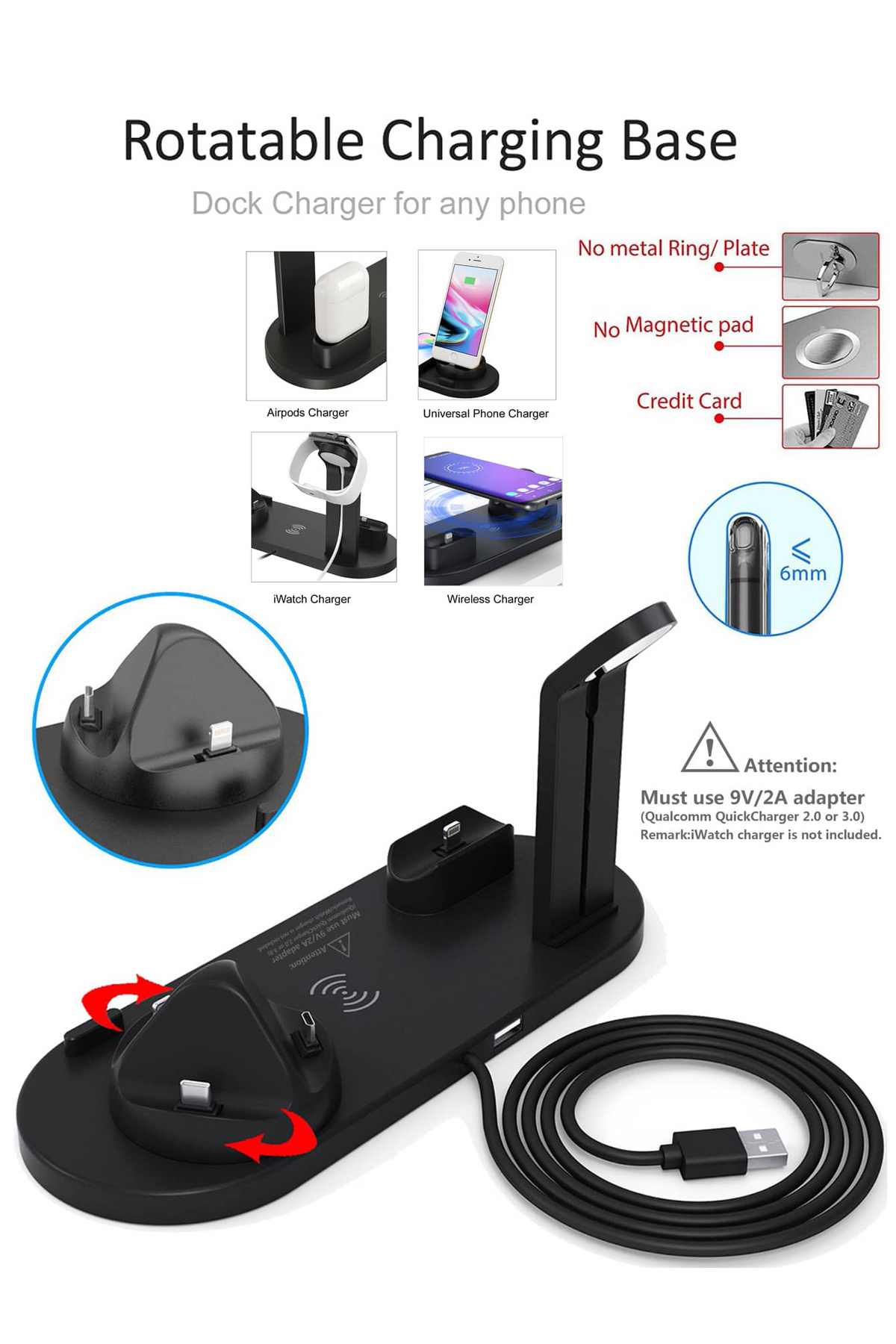 Choice 6 in 1 Multi-Function Wireless Charging Station for iPhone 15 14 ...