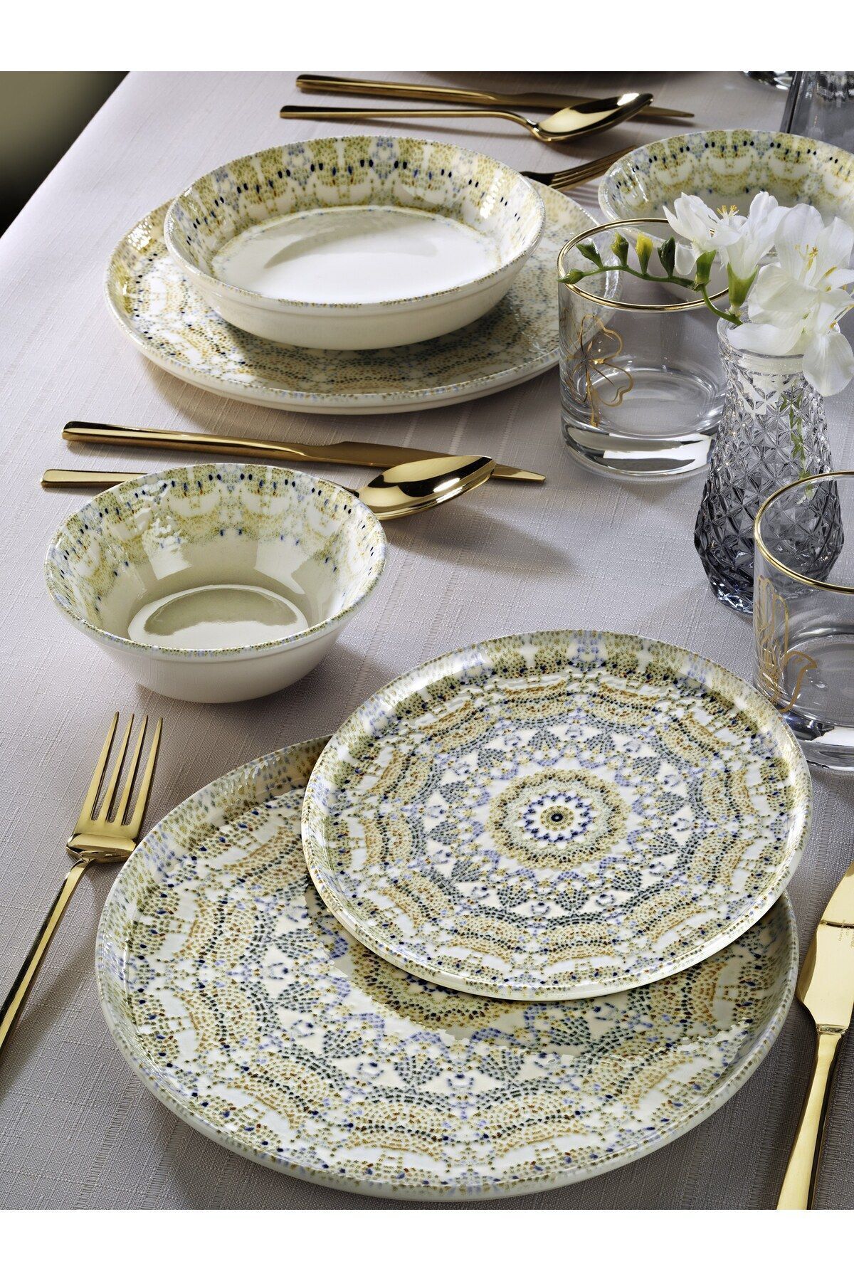 Kitchen Life 24 Parça 6 Kişilik Mozaik Bahçesi Porselen Yemek Takımı ...