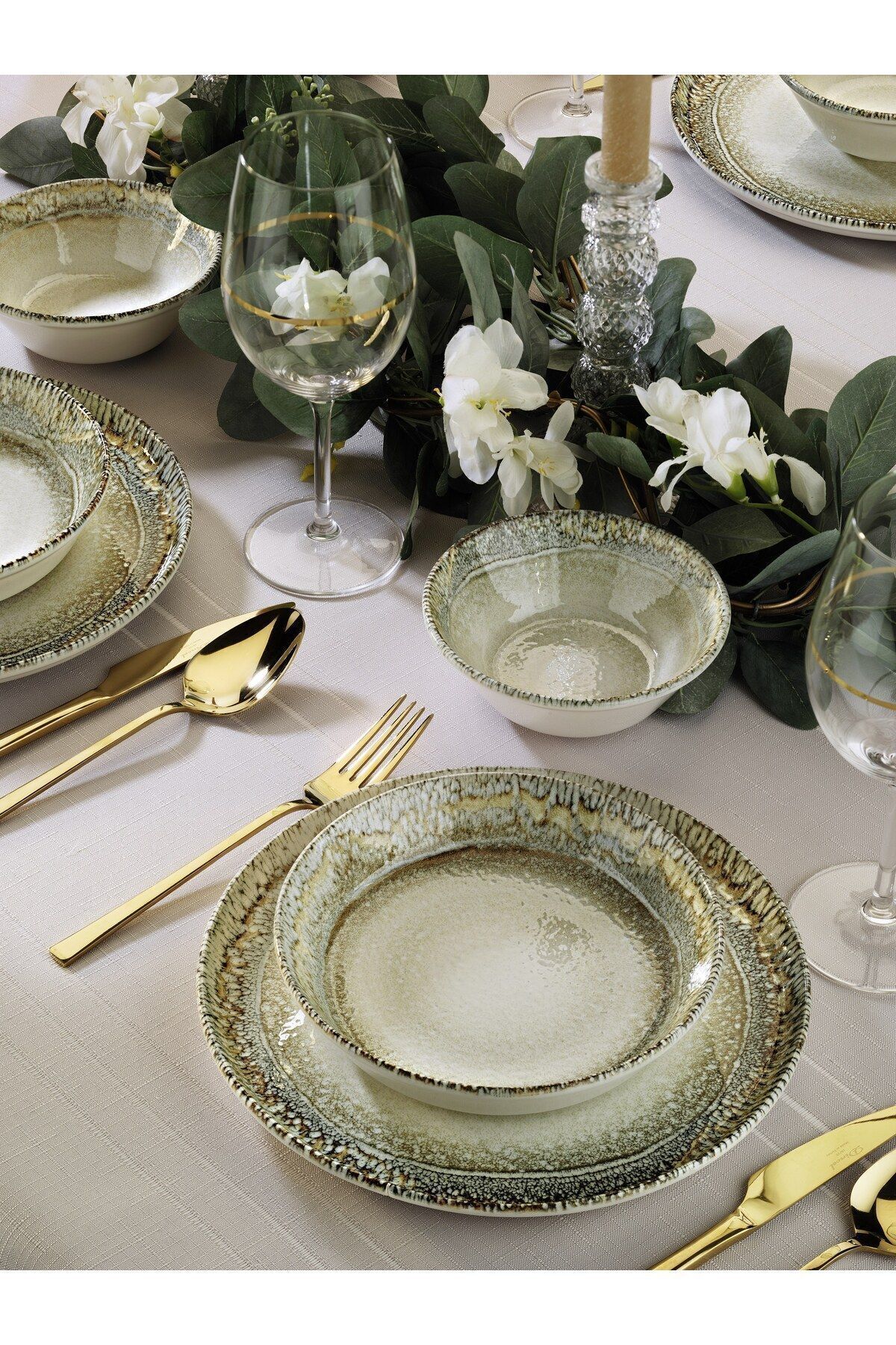 NESS HOME 18 Parça 6 Kişilik Ay Işığı Sırları Porselen Yemek Takımı ...