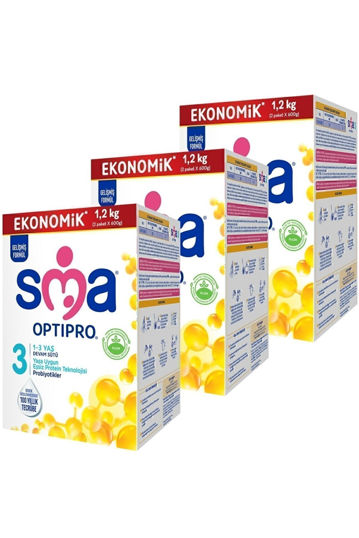 SMA Optipro Probiyotik 3 1- 3 Yaş Devam Sütü 1200 gr X 3 Adet Fiyatı ...