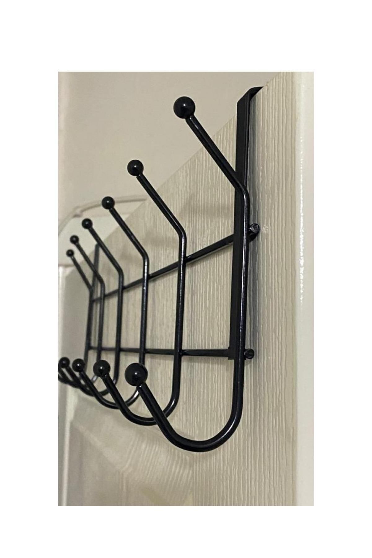 Bala 12 Kancalı Siyah Kapı Arkası Askı, Kapı Askısı Banyo Askısı Elbise ...