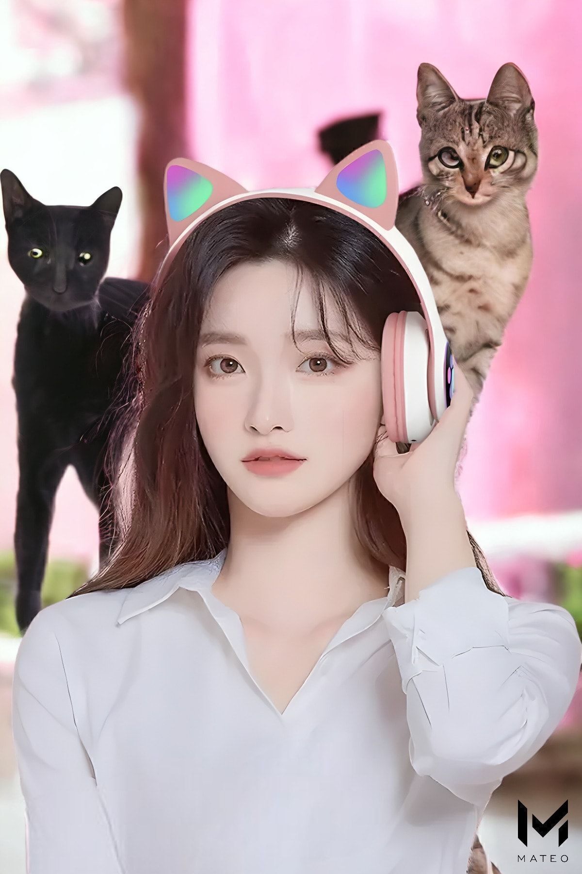 CARLOTA Kablosuz Bluetooth 5.0 Led Işıklı Kedili Kulaklık Hediye ios ...