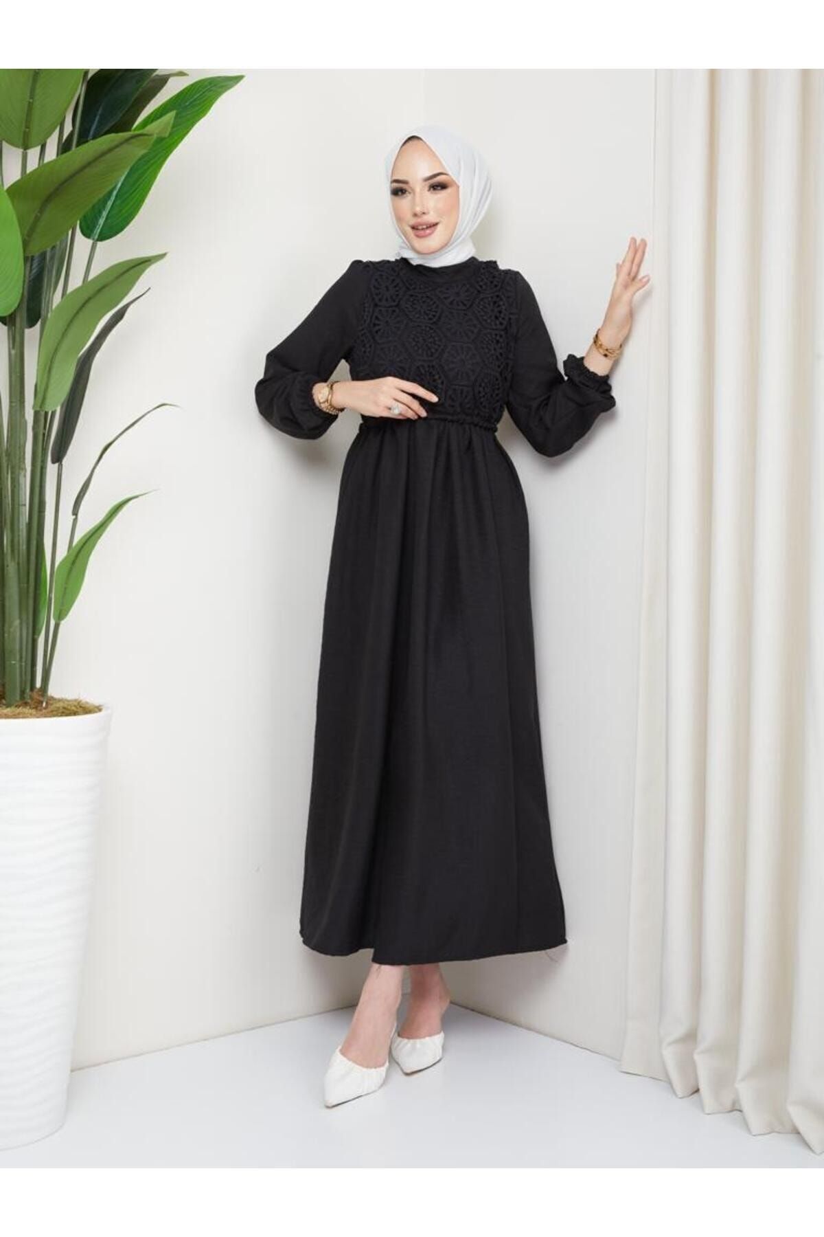 Moda Krash DANTEL DETAY KETEN YAZLİK ELBİSE - Fiyatı, Yorumları