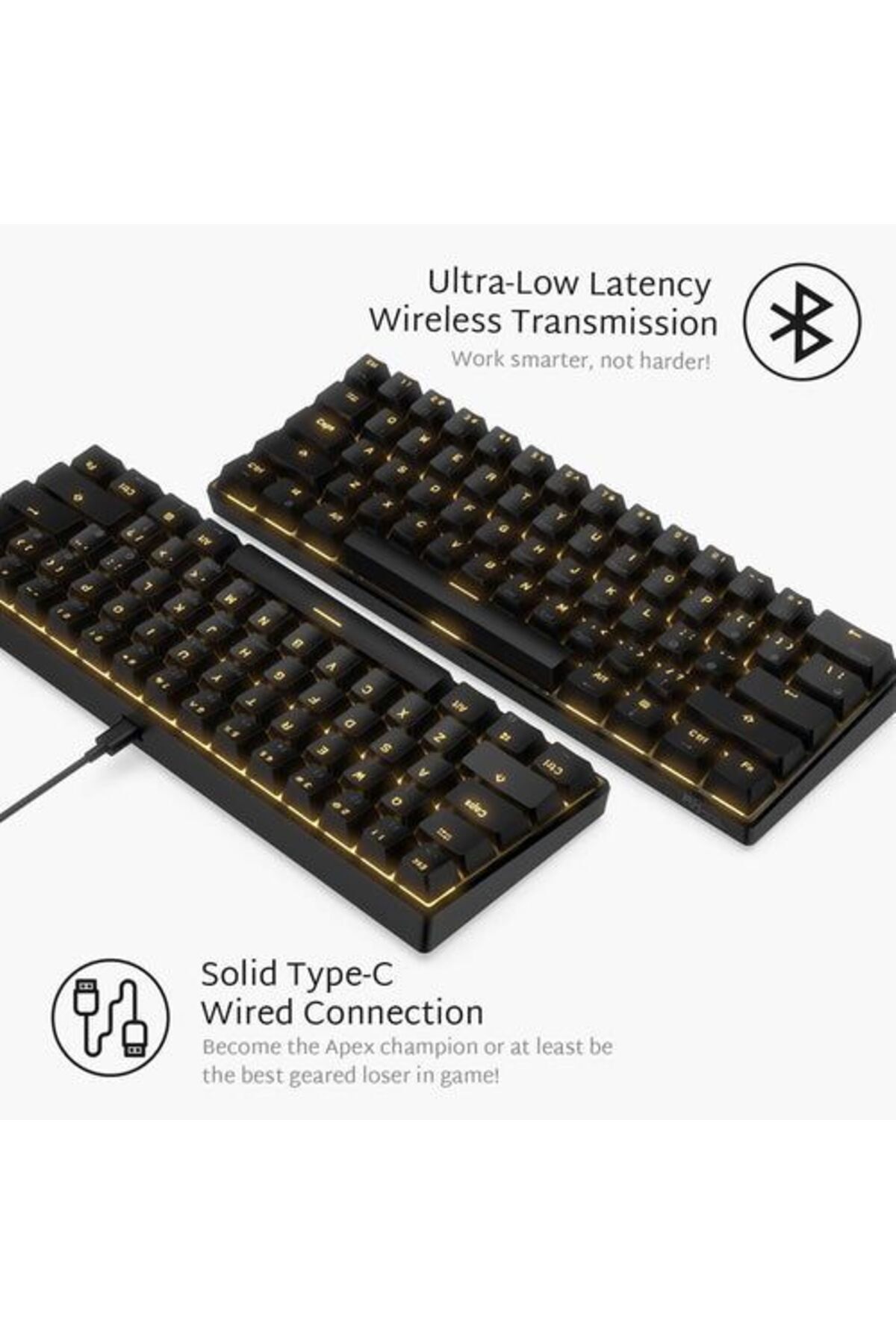 ROYAL KLUDGE Rk61 Tri-Mode Rgb 61 Keys Hot Swappable Black Mechanical ...