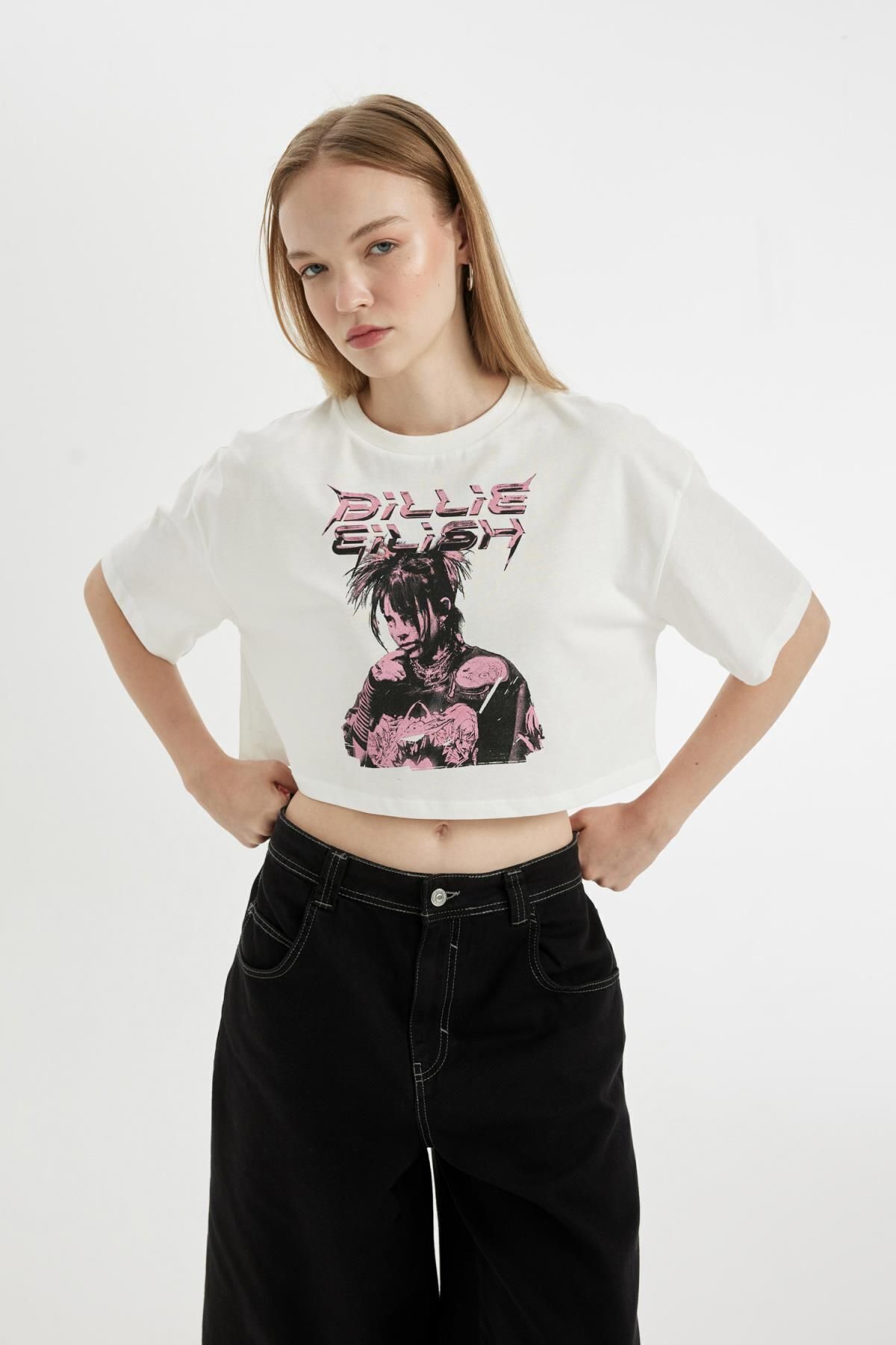 Defacto Coool Billie Eilish Oversize Geniş Kalıp Bisiklet Yaka Kısa ...