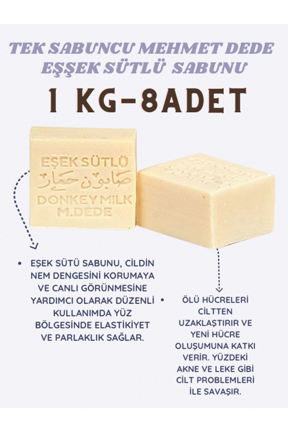 HEPSİ ANADOLU Eşşek Sütlü Sabun 8adet(1kg) Tek Sabuncu Mehmet Dede ...