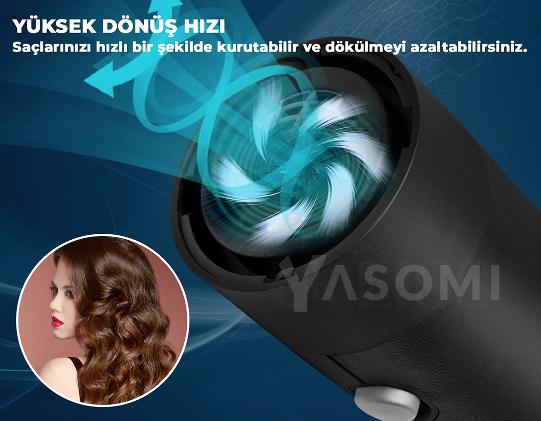 Yasomi S1 Pro 7 In 1 110.000 Rpm Motor Gücü 3 Kademe Saç Şekillendirici ...