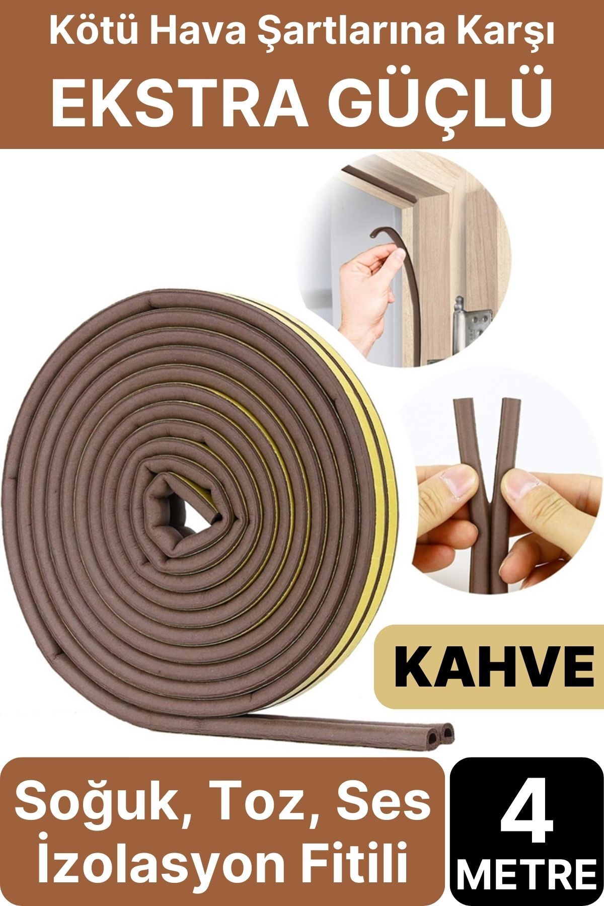 Svein 4 Metre Kahve Pvc Doğrama Kapı Pencere Soğuk Geçirmez Sızdırmaz ...