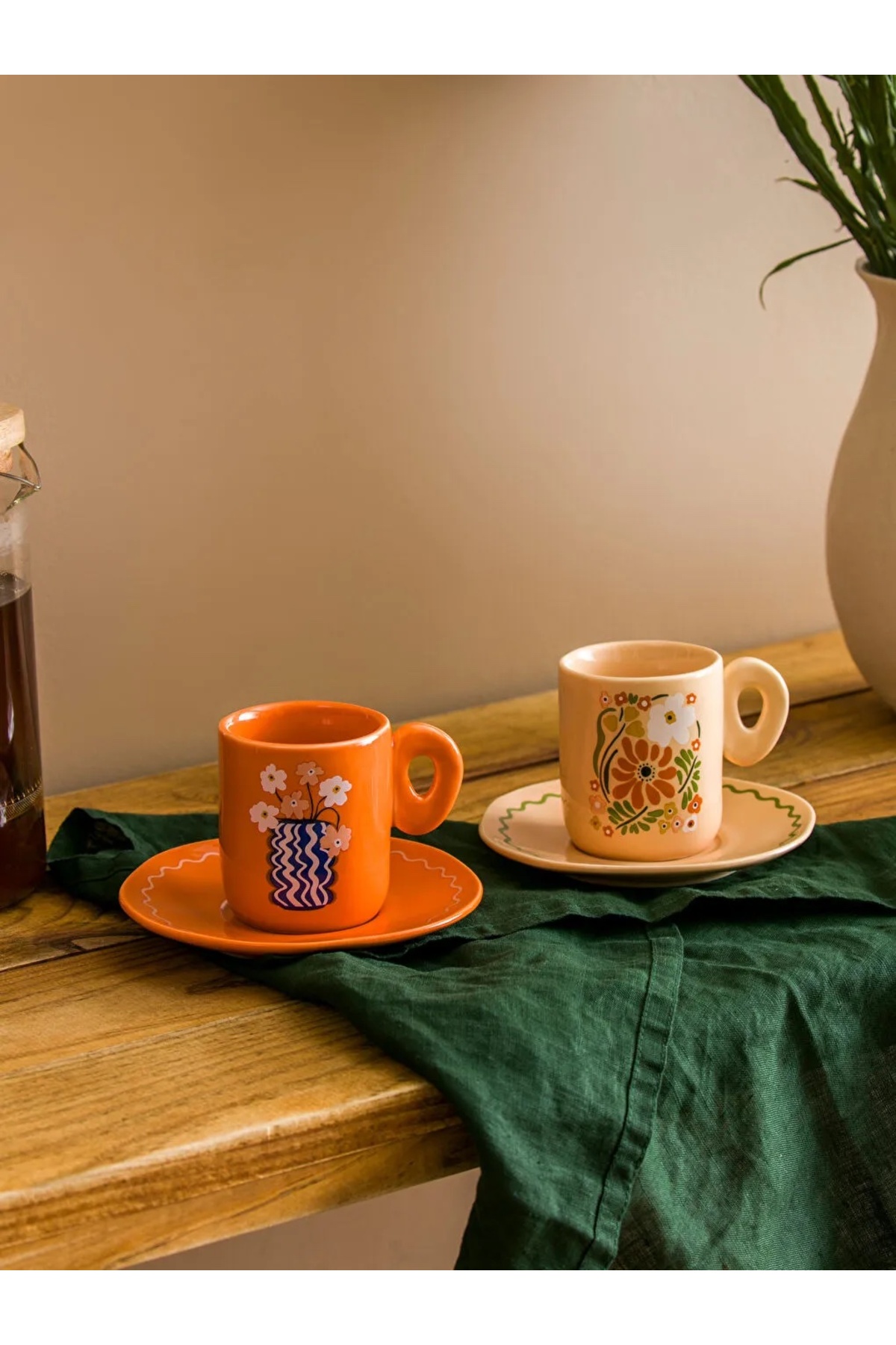 LC Waikiki LCW HOME Açık Bej Baskılı 2 Kişilik Porselen Kahve Fincan ...