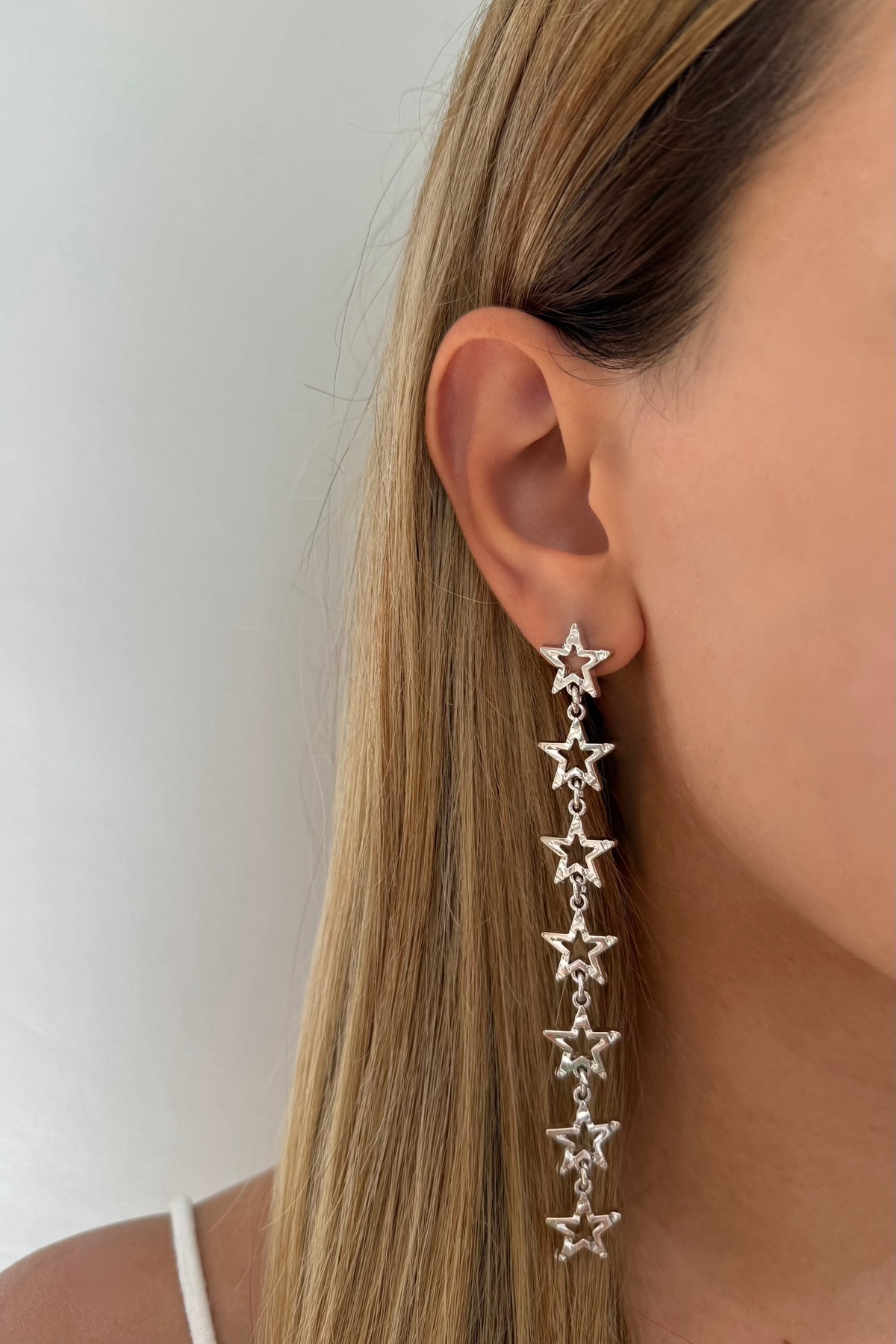 Lavian Accessories Stradi Model Gümüş Yıldız Zincir Sallantılı Küpe ...