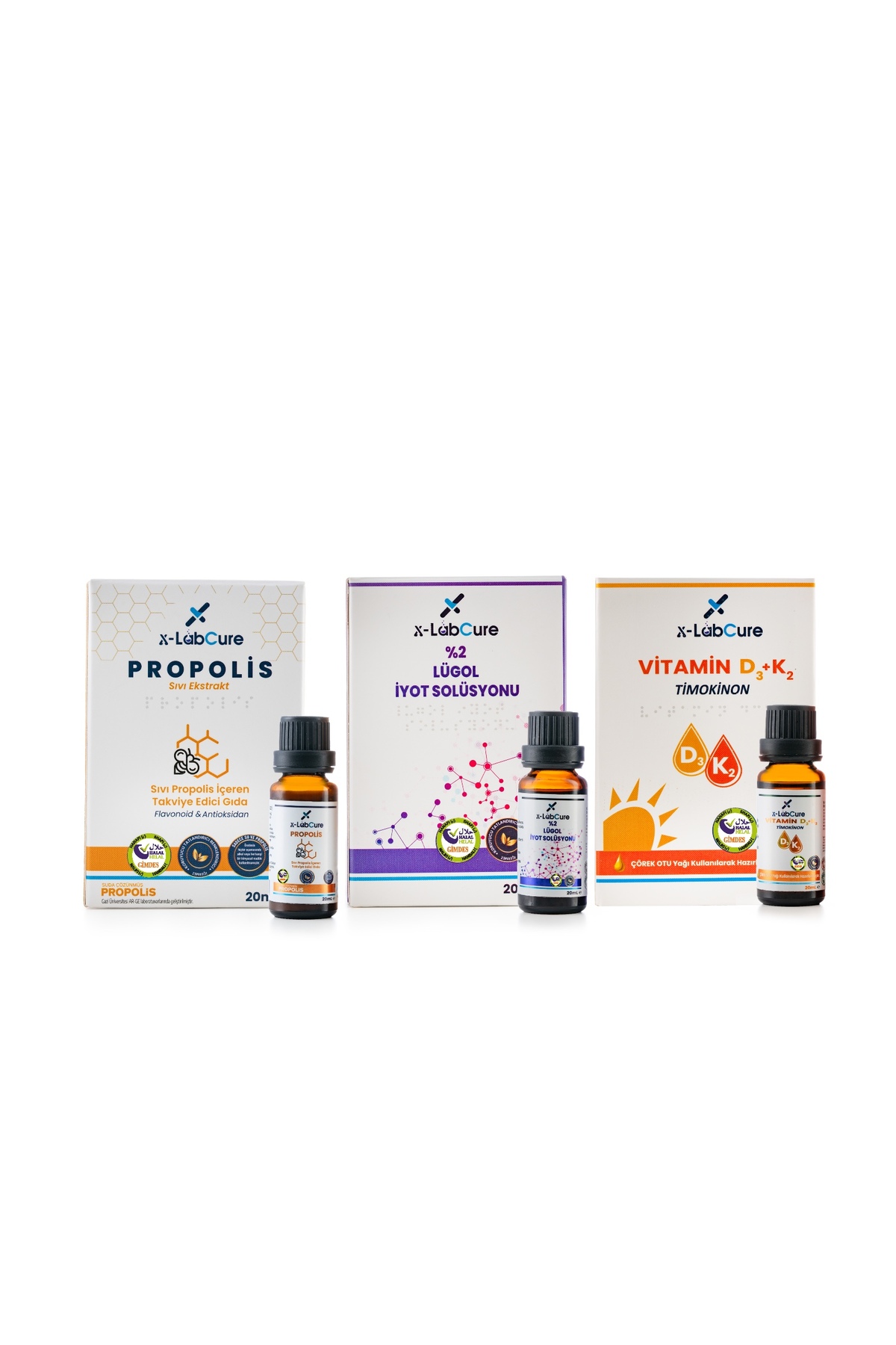 X-LabCure Propolis Damla Lügol İyot Solüsyonu , D3K2 Vitamin (Timokinon ...