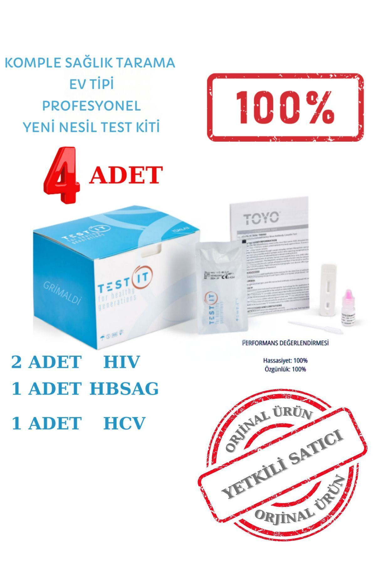 GRİMALDİ Hiv-aids-hcv -hbsag- 4' Lü Test Fiyatı, Yorumları - Trendyol