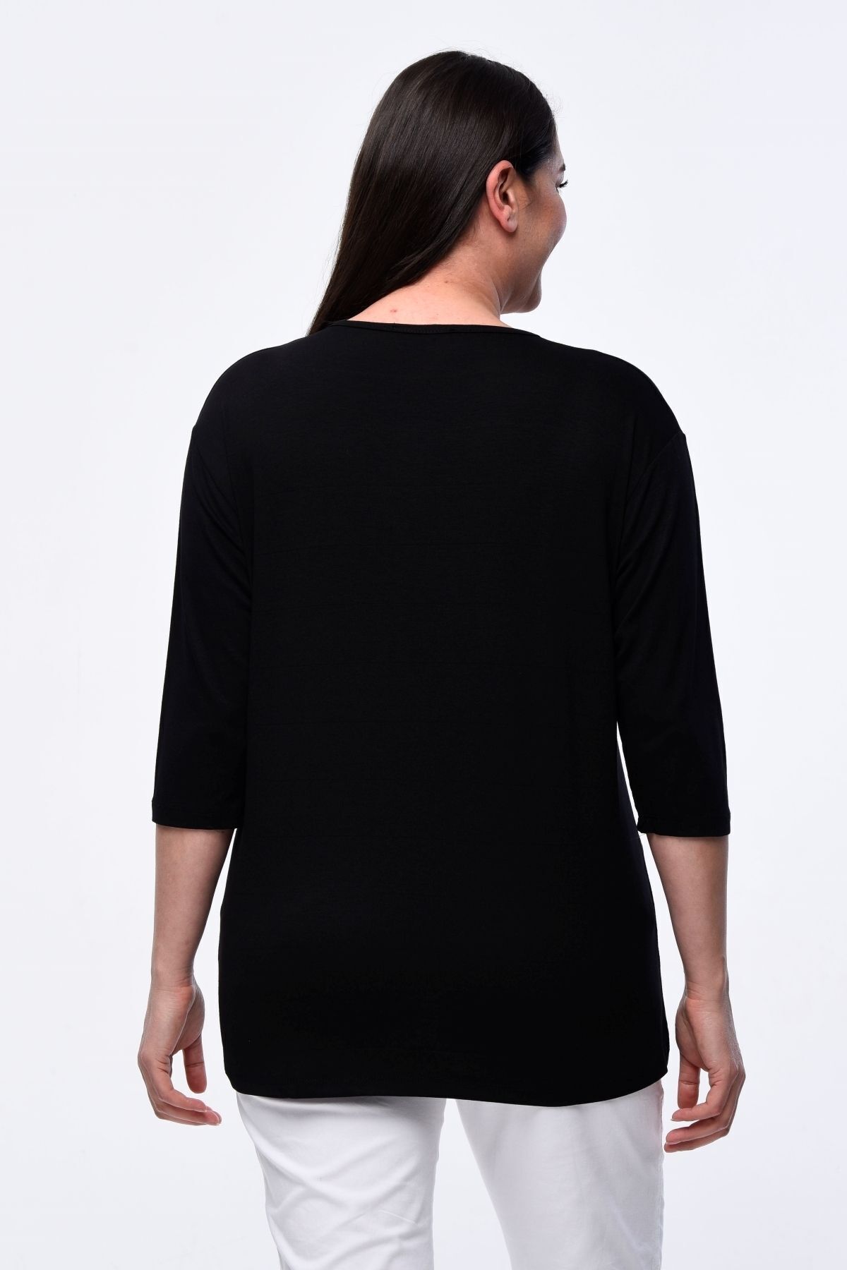 tarzımsüper Büyük Beden Yeni Sezon Rahat Esnek Konfor Modeli Kelebek Nakışlı Desen Yarım Kol ...