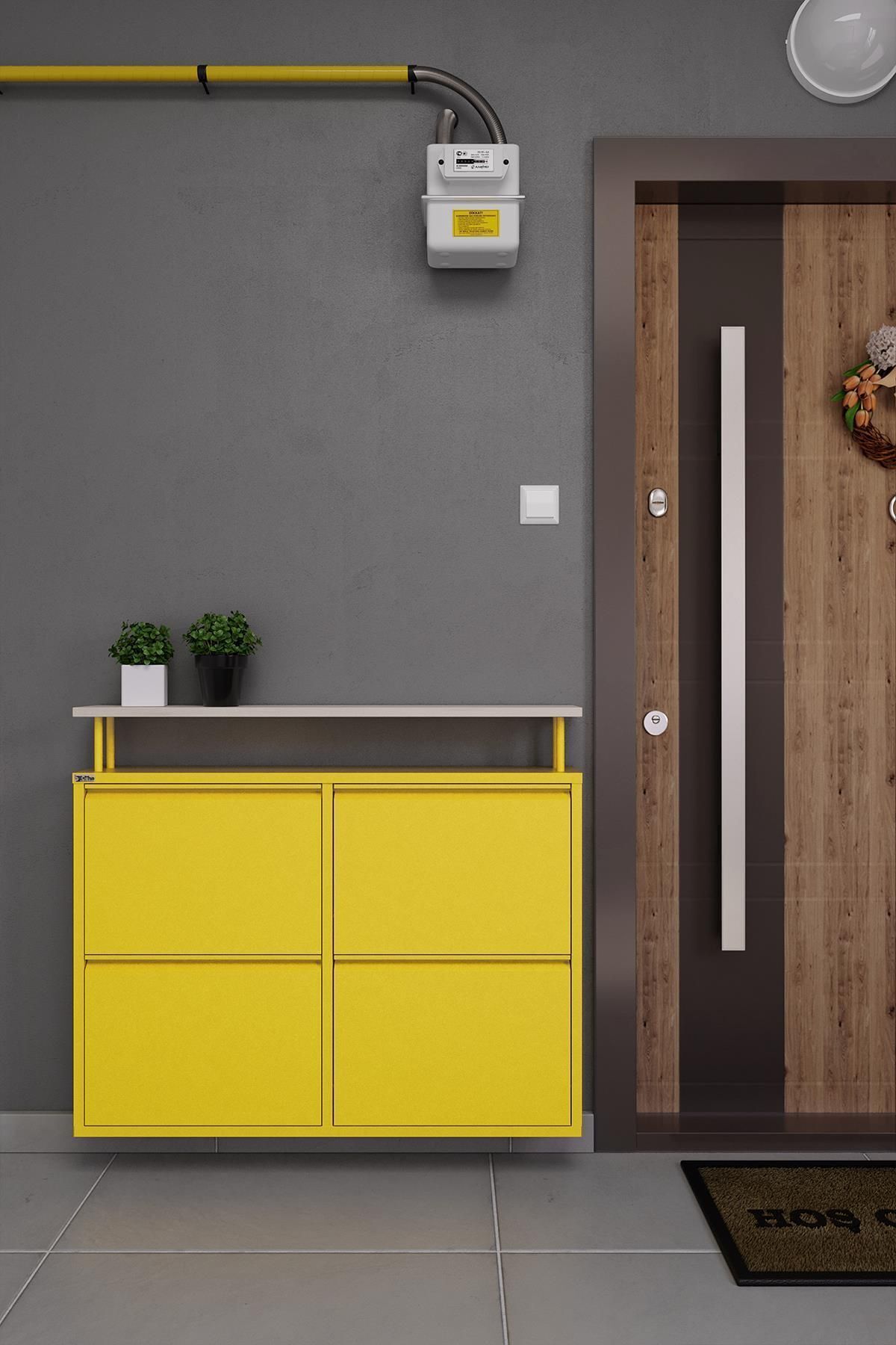 Ceha Tablalı 4'lü Metal Ayakkabılık - Sarı - Fiyatı, Yorumları
