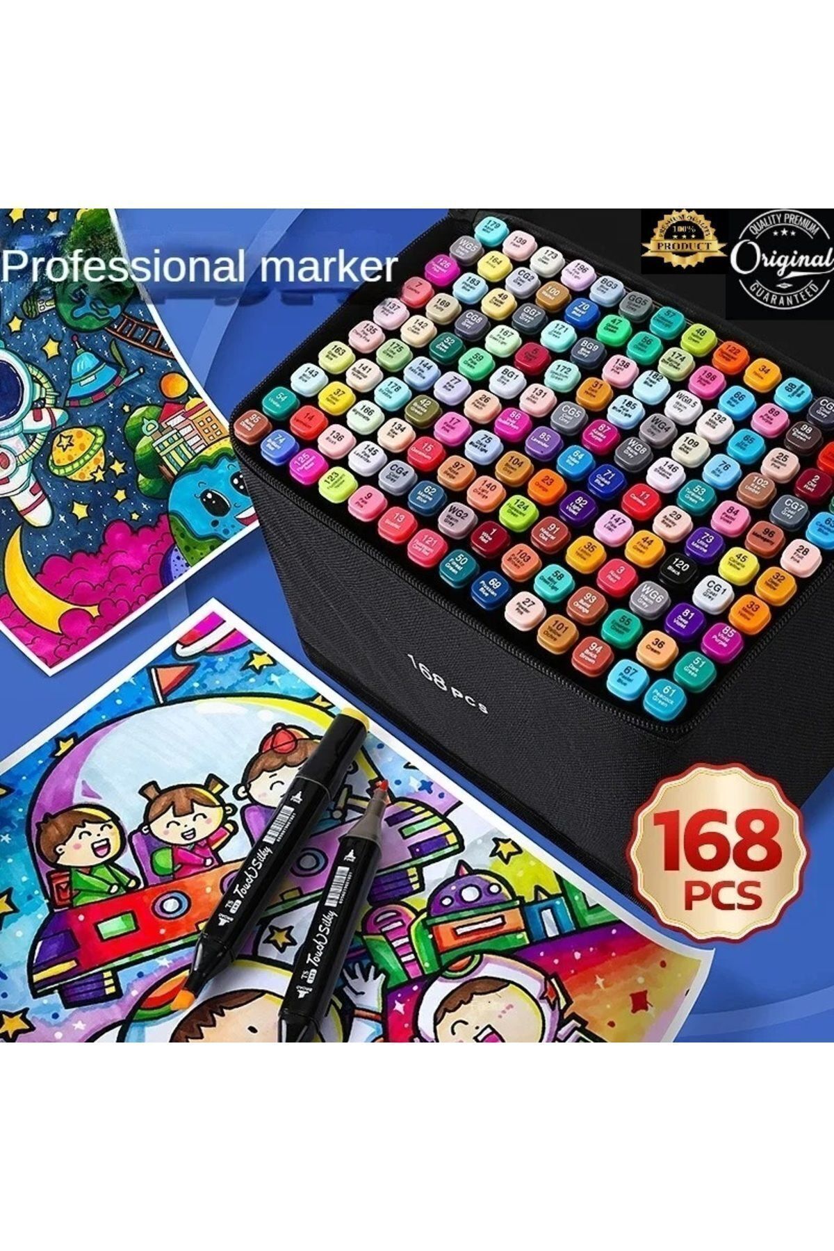 kapamia Touch Marker Art Tasarım Çift Uçlu 168 Adet Kalem Seti Çanta ...