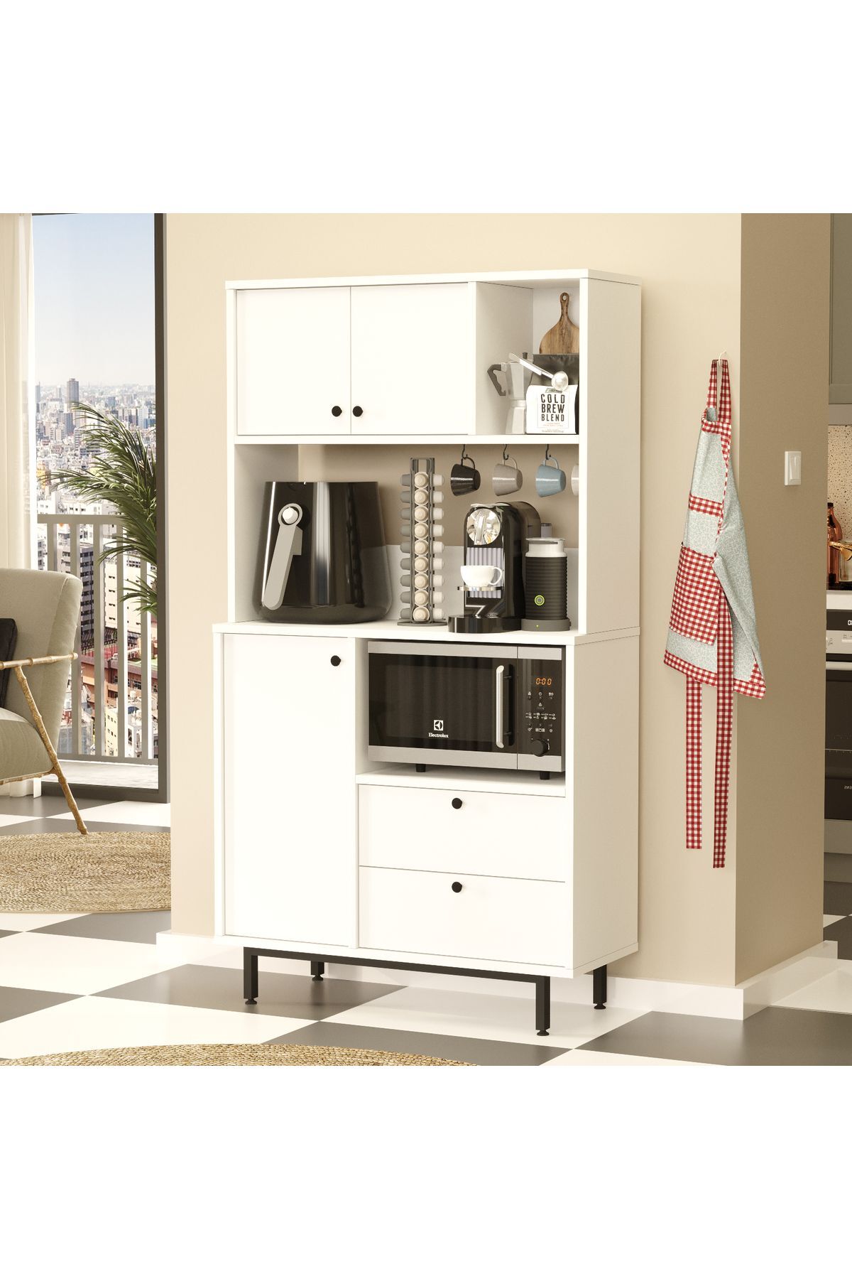 Robin Home Lounge Kahve Köşesi Çok Amaçlı Dolap Mutfak Dolabı Beyaz ...