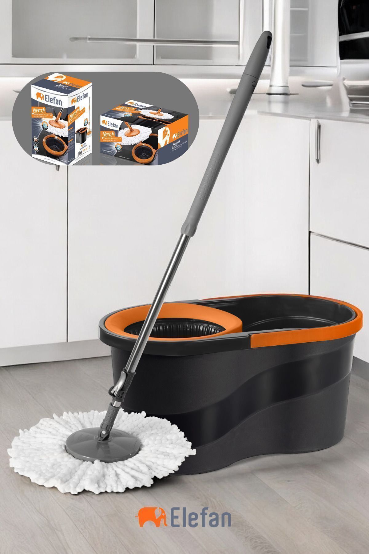 Elefan Nero 360 Döner Başlıklı Vilada Otomatik Temizlik Seti Paspas Mop - Fiyatı, Yorumları