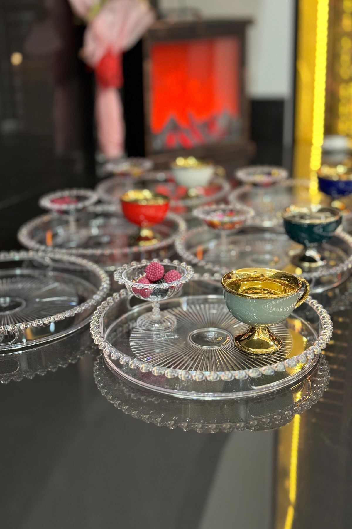 ASYA BAZAAR 6 ADET Boncuklu Lokumluk Ve 6 ADET Boncuklu Yuvarlak Tepsi ...