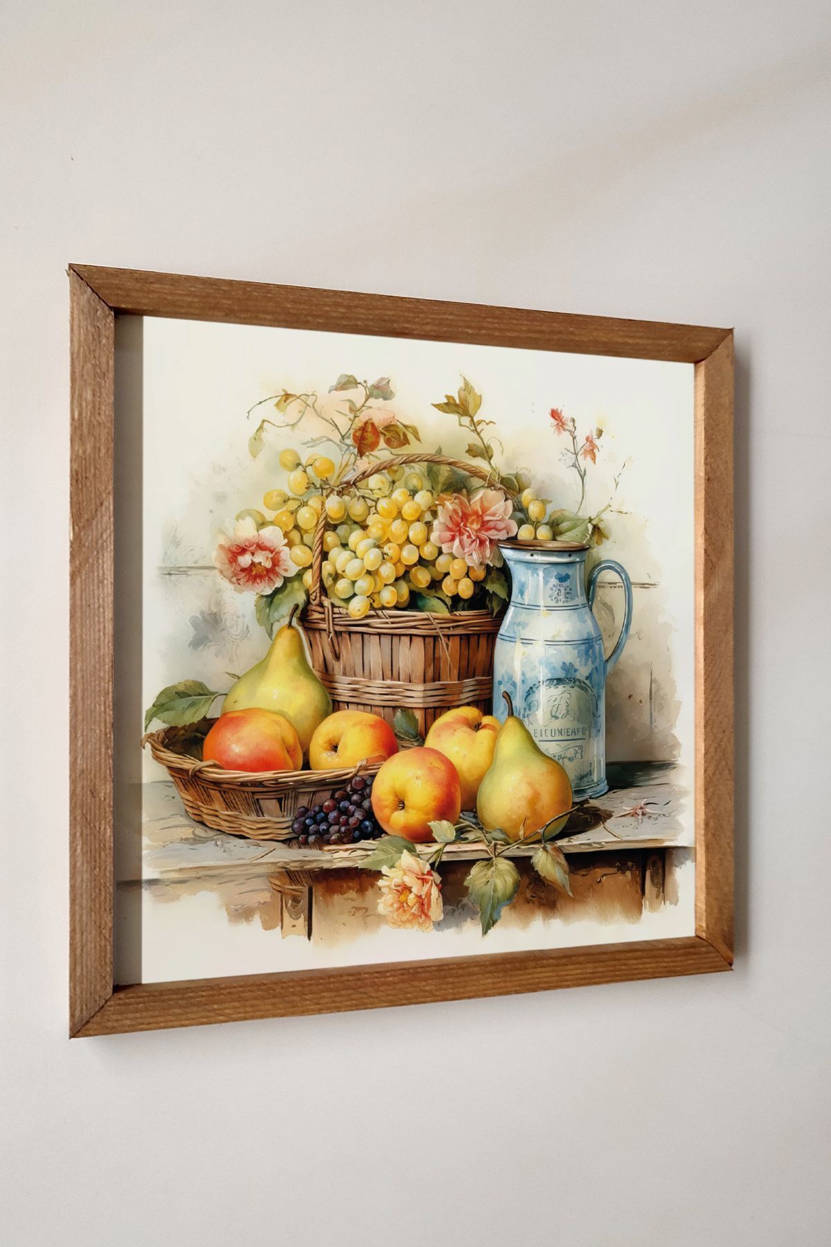 Yoko Home Ahşap Çerçeveli, Sulu Boya Efektli Meyve Sepeti Tablosu ...