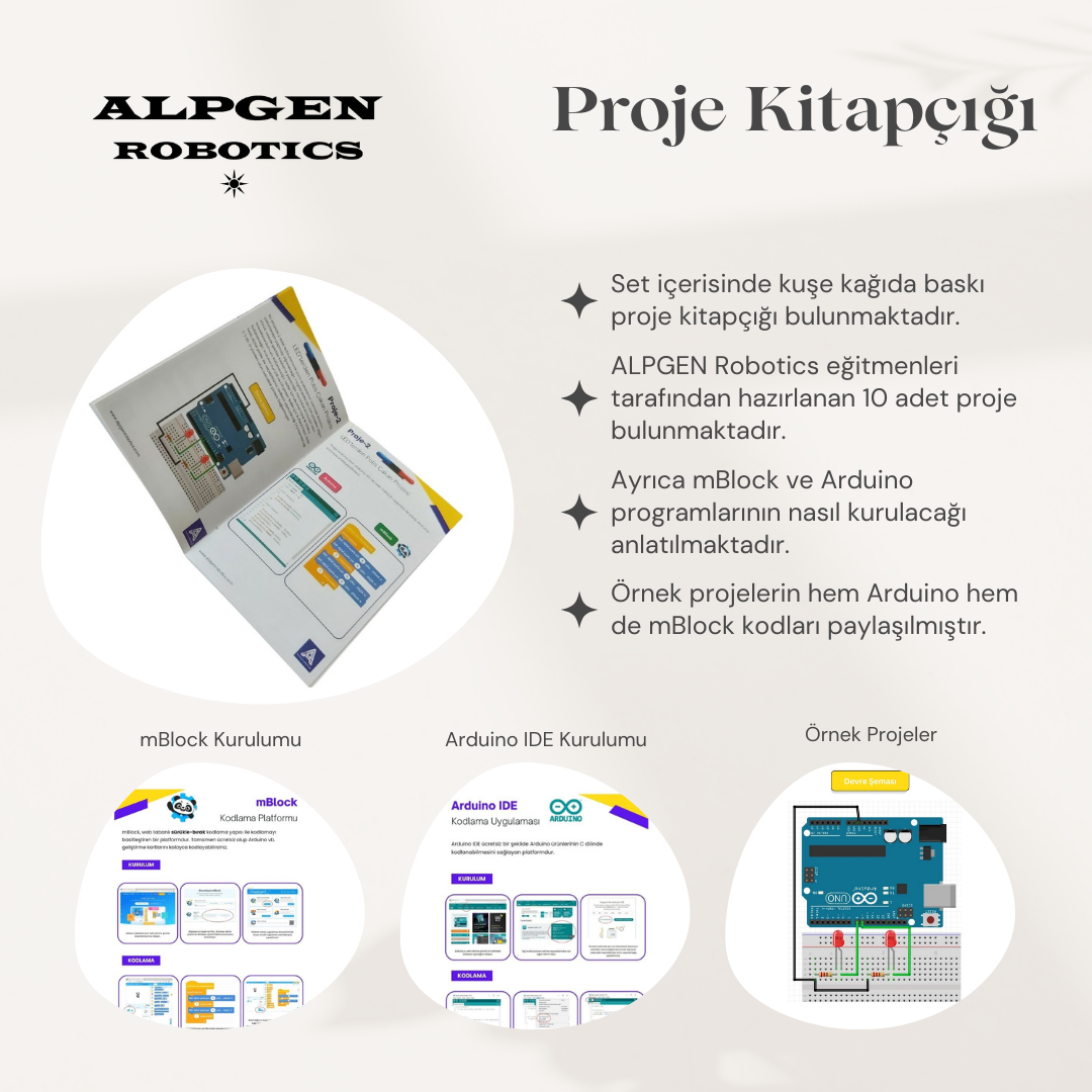 Arduino Uno R3 Robotik Kodlama Başlangıç Seti Proje Kitapçığı Alpgen ...