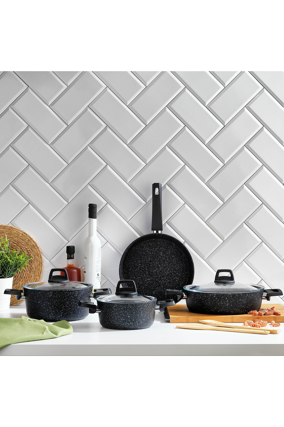 Schafer Rock Granite Pot Set 7 Pieces-black - Trendyol