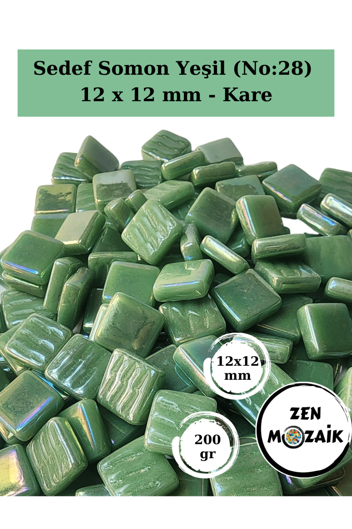 Zen Mozaik Sanatsal Mozaik Çalışmalarınız için 12x 12 mm Kare - Sedefli ...