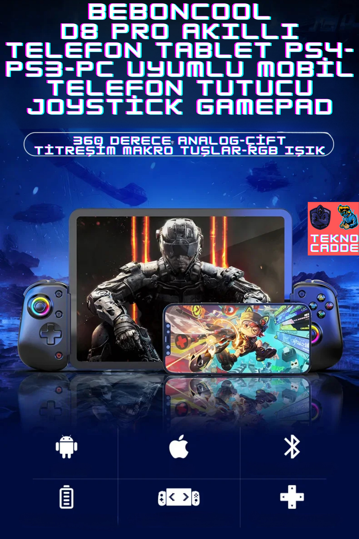 beboncool BSP D8 PRO IOS-Android Akıllı Telefon Tablet Uyumlu Mobil Telefon Tutucu Joystick ...