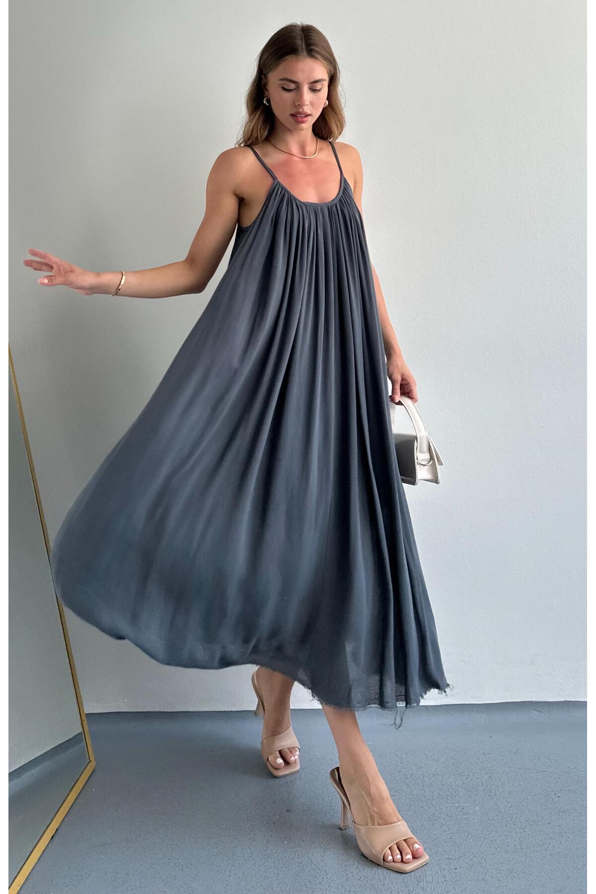 Missrouge Askılı Alti Şaçakli Elbise ANTRASİT Fiyatı, Yorumları - Trendyol