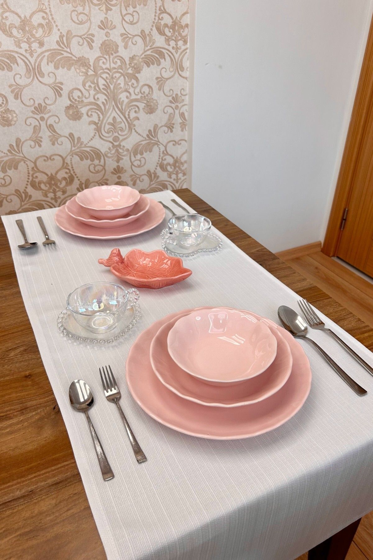 SAUBER'S Premium Beyaz Runner Masa Örtüsü Dekoratif Masa Örtüsü Balkon ...