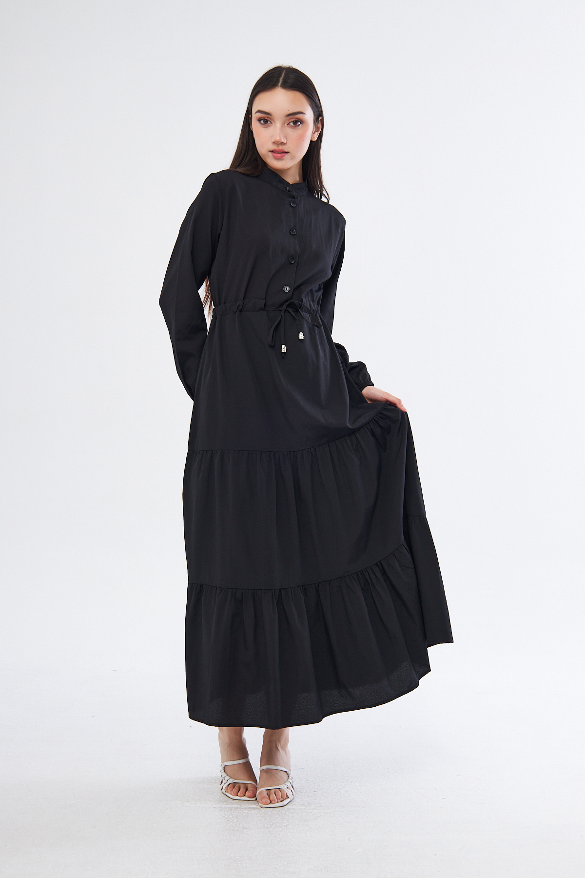 brako tekstil Kadın Önden Düğmeli Hakim Yaka Katlı Elbise Fiyatı, Yorumları - Trendyol