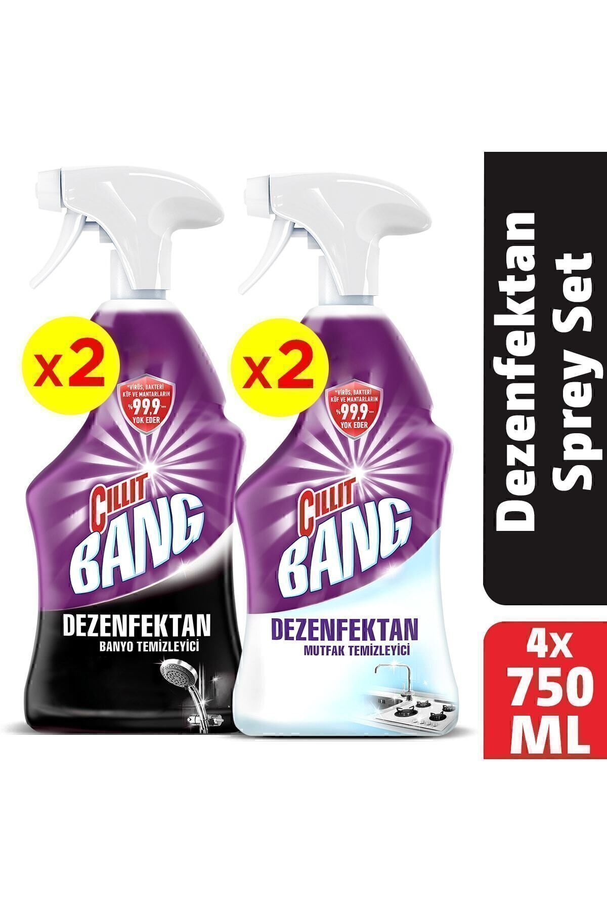 Cillit Bang Dezenfektan Banyo Ve Mutfak Temizleyici Sprey Set 750 ml X ...