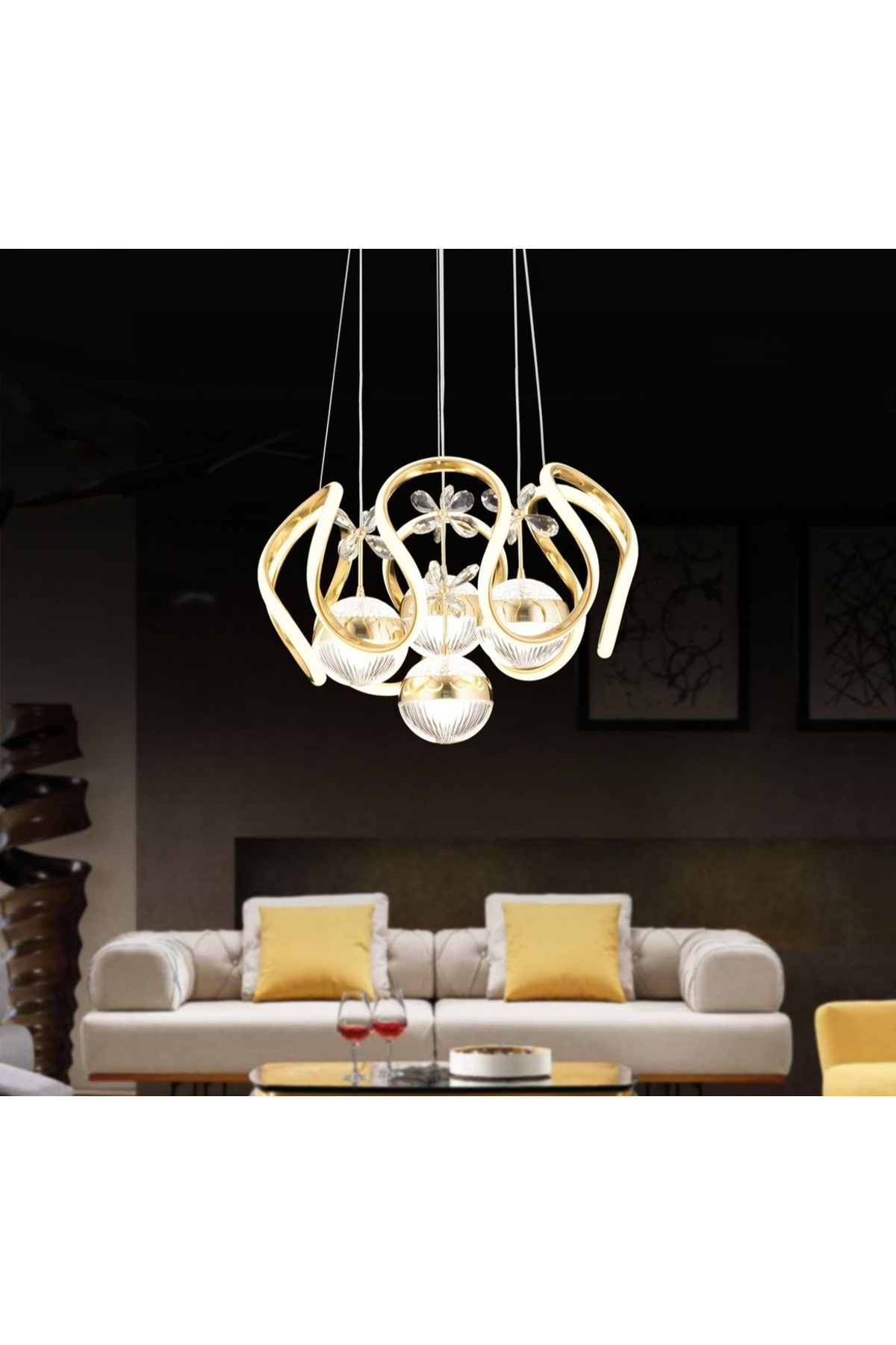 luxury modern aydınlatma GOLD LEDLİ AVİZE MODEL SALON AVİZE LEDLİ AVİZE ...