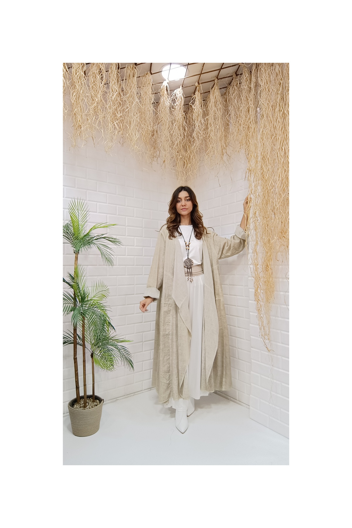 Henna Elisa Kök Boya Yıkama Kimono Krem - Fiyatı, Yorumları