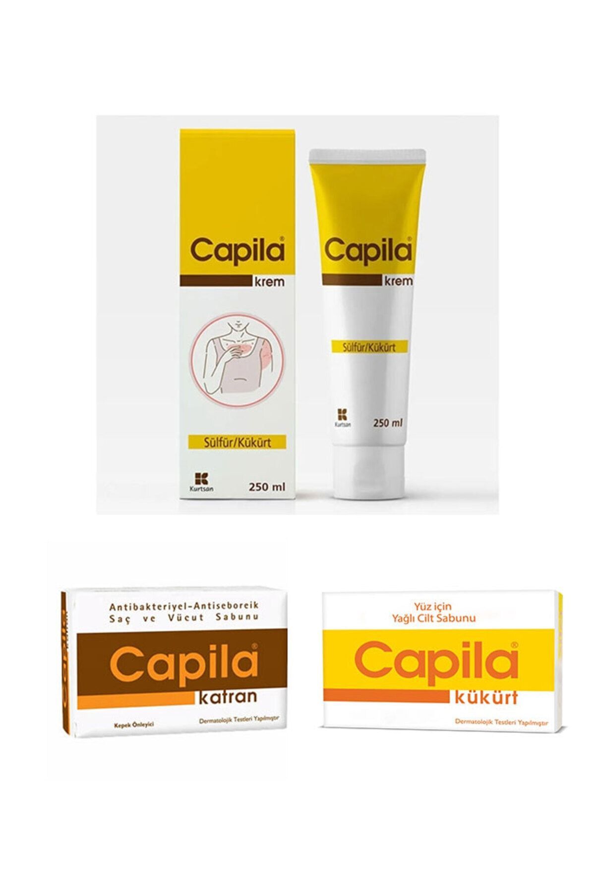 Capila Krem Sülfür Kükürt 250 ML ( Uyuz Ve Kaşıntı ) + Kükürt Sabun 90 ...