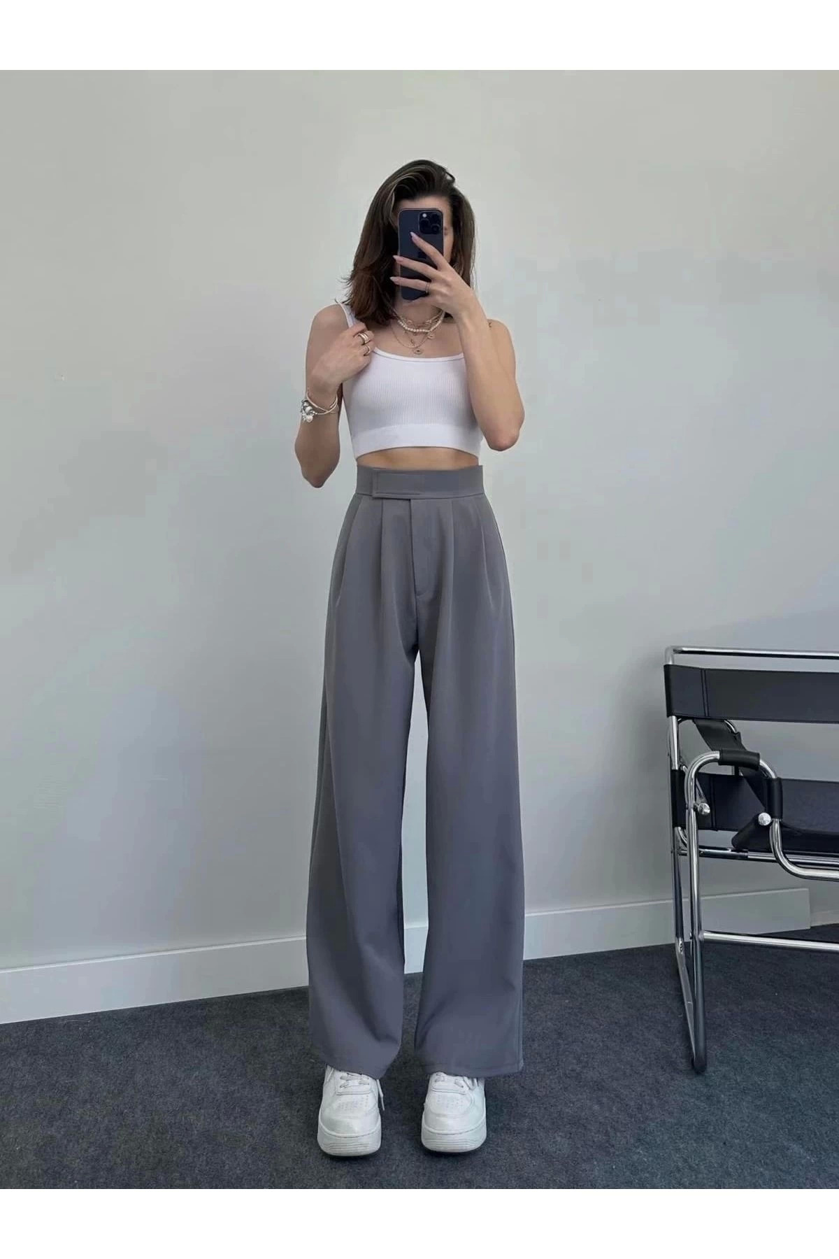 Hazel Kadın Antrasit Yüksek Bel Cırtlı Palazzo Pantolon Fiyatı ...