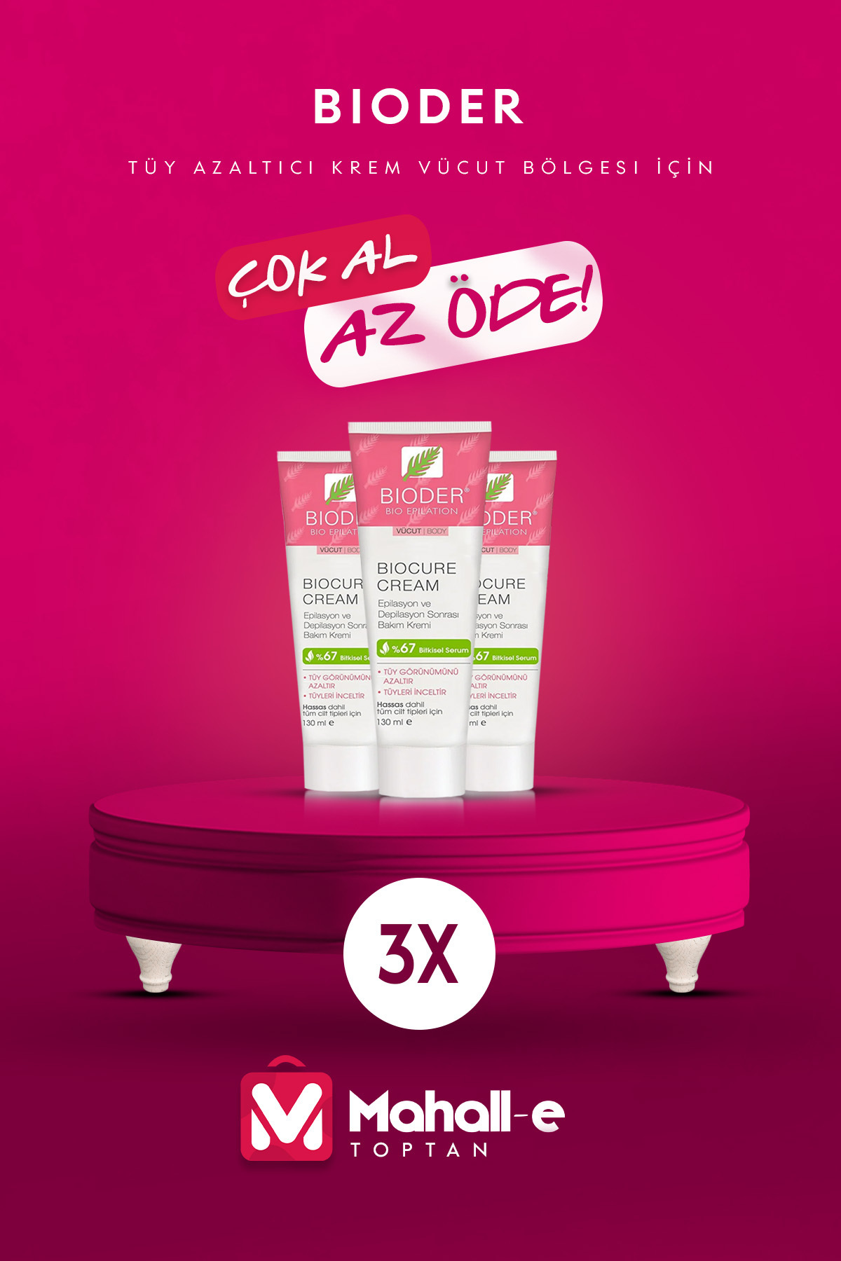 Bioder Biocure Cream 130 ml Tüy Azaltıcı Krem Vücut Bölgesi Için 3'lü ...