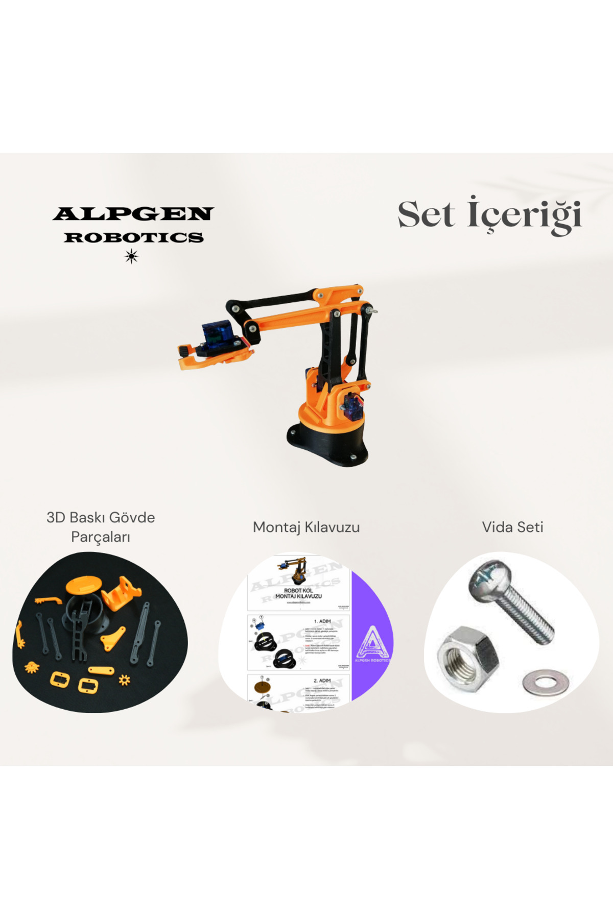 Arduino Projeleri Dıy Arduino 3 Eksen Robot Kol 3d Parça Seti ...