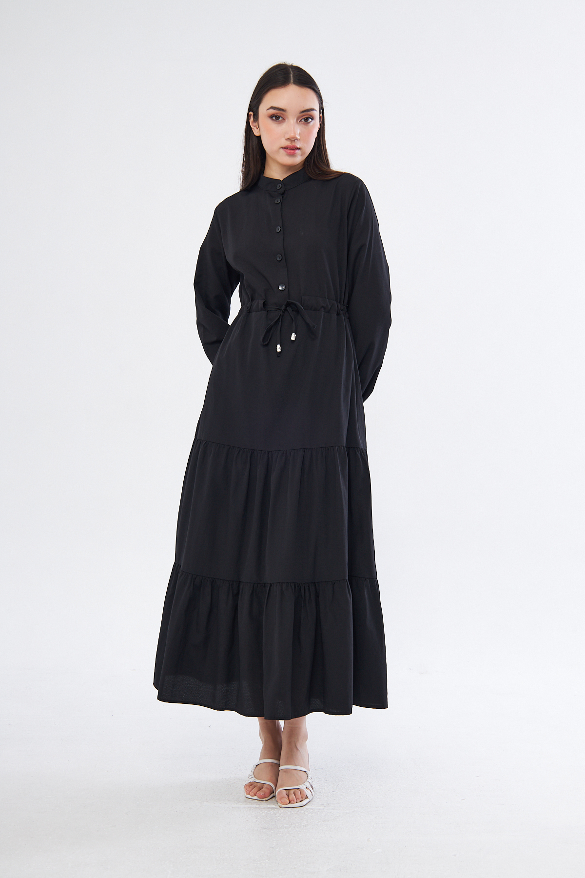 brako tekstil Kadın Önden Düğmeli Hakim Yaka Katlı Elbise Fiyatı, Yorumları - Trendyol