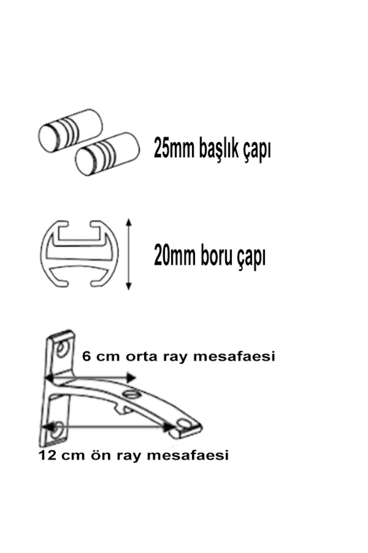 PERDE Mix Bronz 20 mm Kornişli Dekoratif Alüminyum Çift Raylı Rustik ...