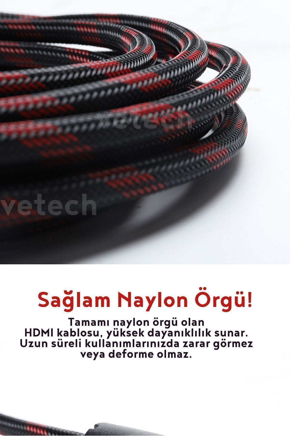 Vetech 3 Metre HDMi Kablo Full HD TV Monitör Uydu Alıcısı PC Uyumlu ...