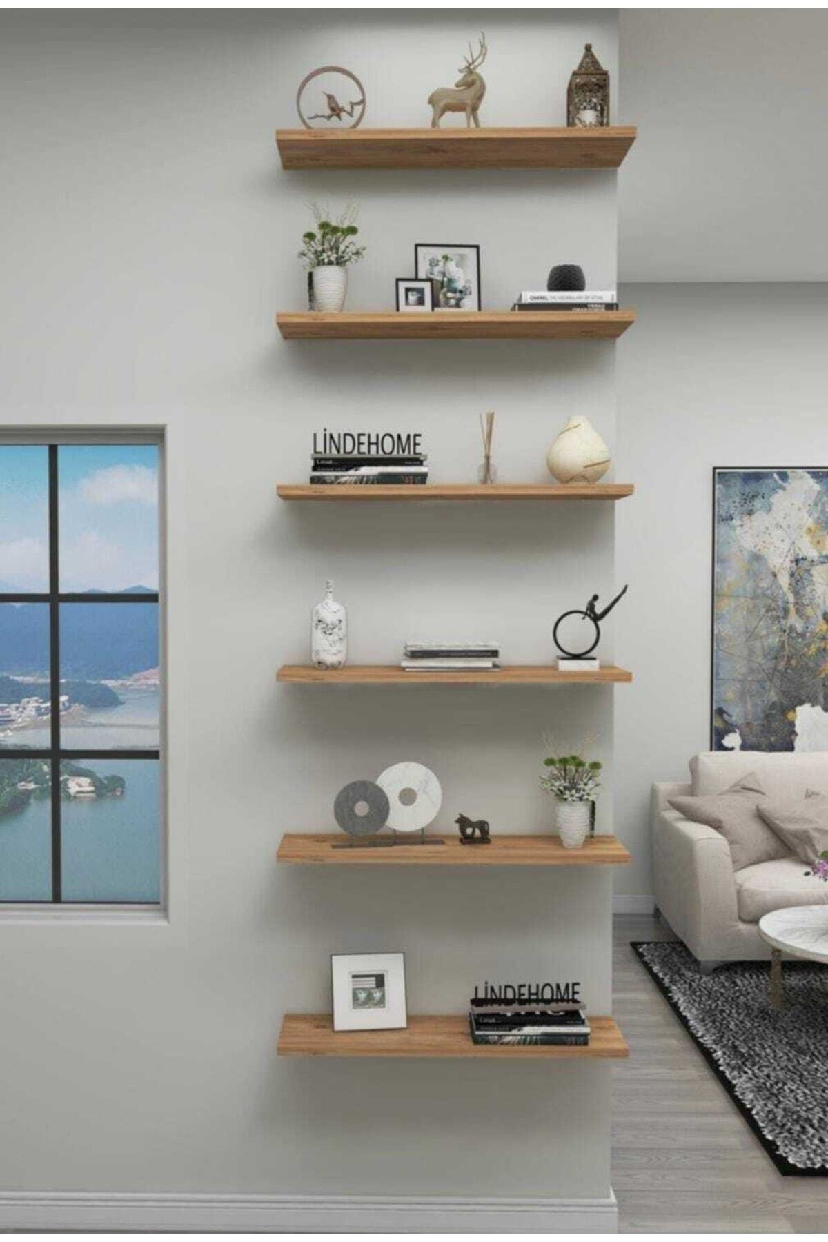 vipmob 50x15 6lı Uçan Raf, Duvar Rafı, Kitaplık, Kütüphane 18mm 6lı ...