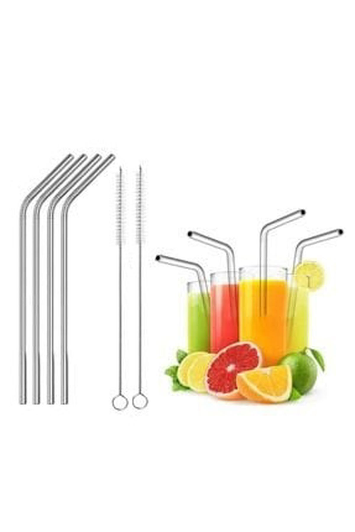 Fine Clean ( 4 Adet ) Paslanmaz Çelik Pipet Ve (2 Adet )Temizlik ...
